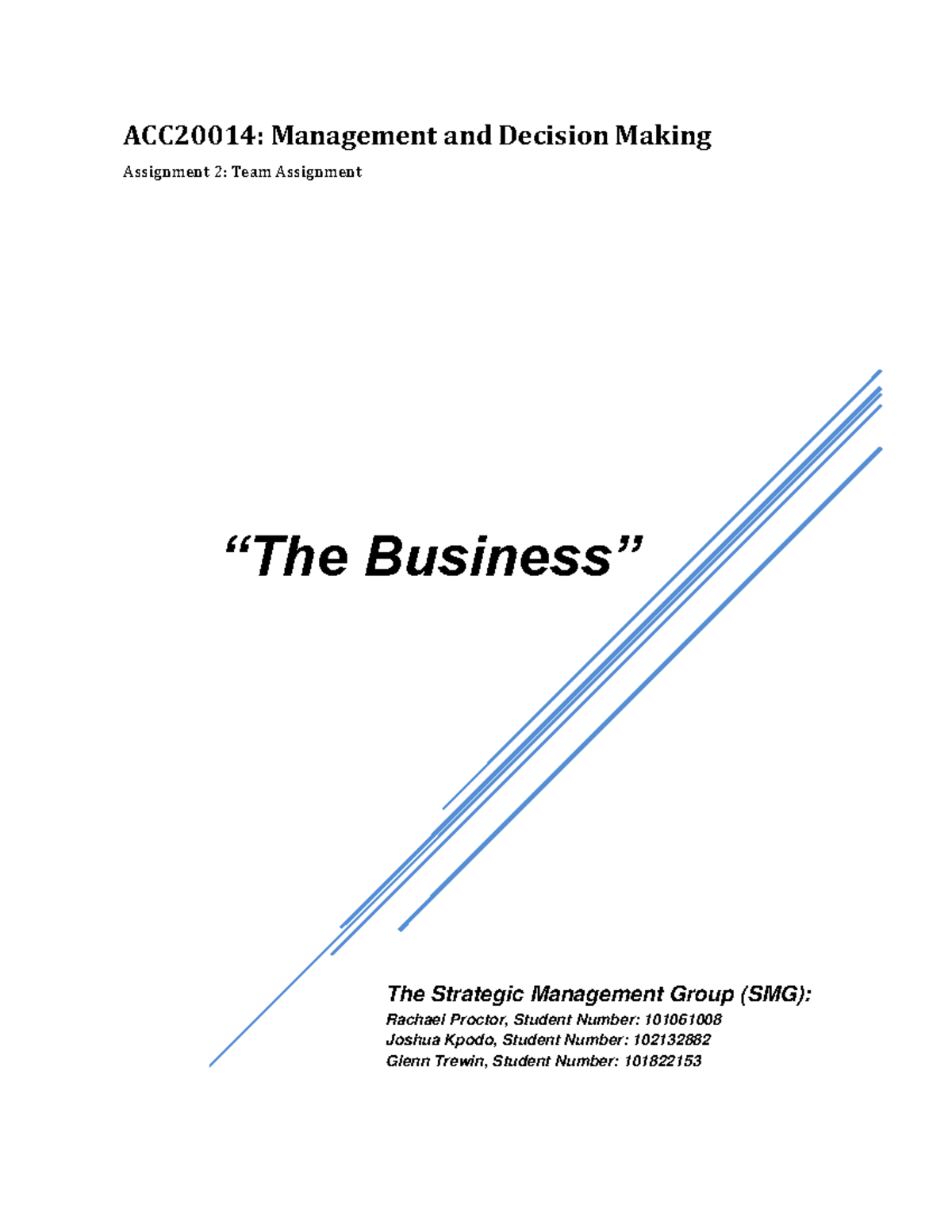 Management and Decision Making Final - Joshua Kpodo - ACC20014 ...