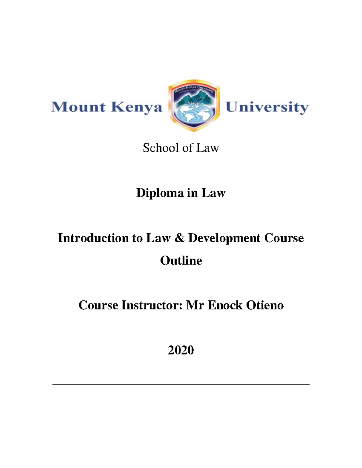 Introduction to Law and Development course outline - School of Law ...