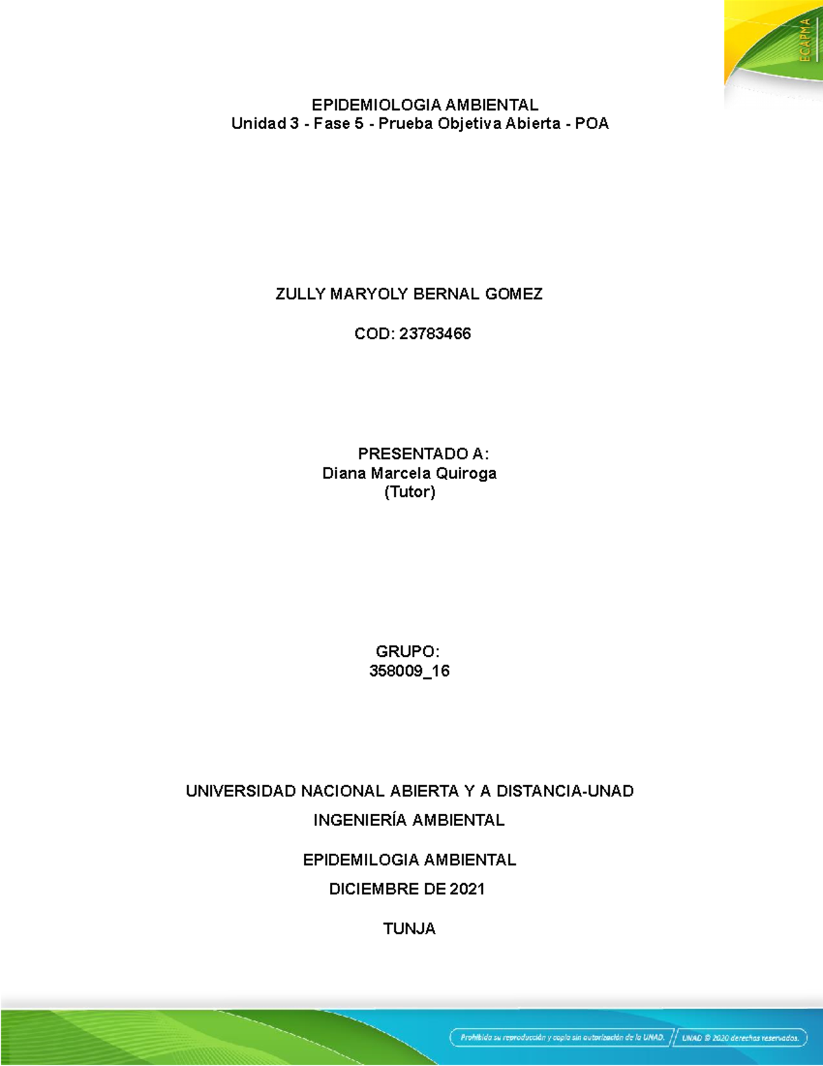 Epidemiologia FASE 5 - FTFGH - EPIDEMIOLOGIA AMBIENTAL Unidad 3 Fase 5 ...