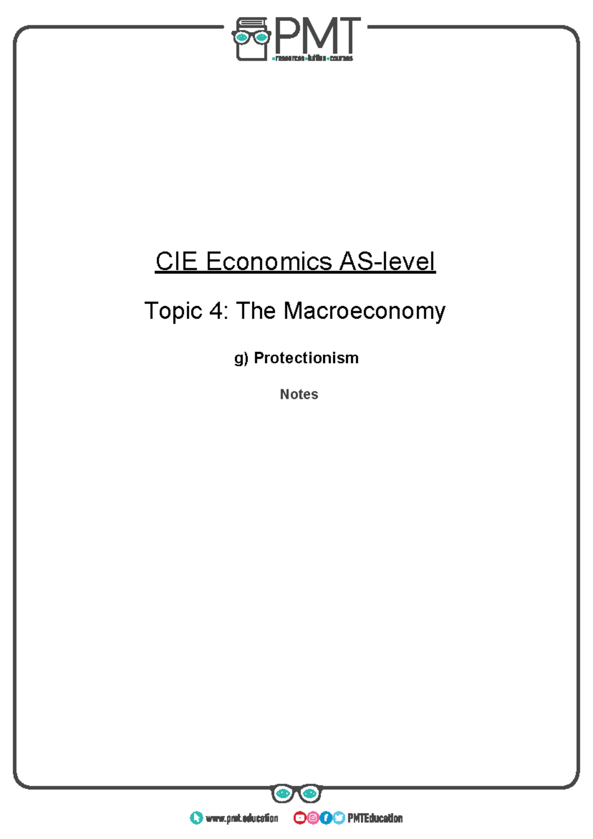 G) Protectionism - Economics P1 - CIE Economics AS-level Topic 4 : The ...