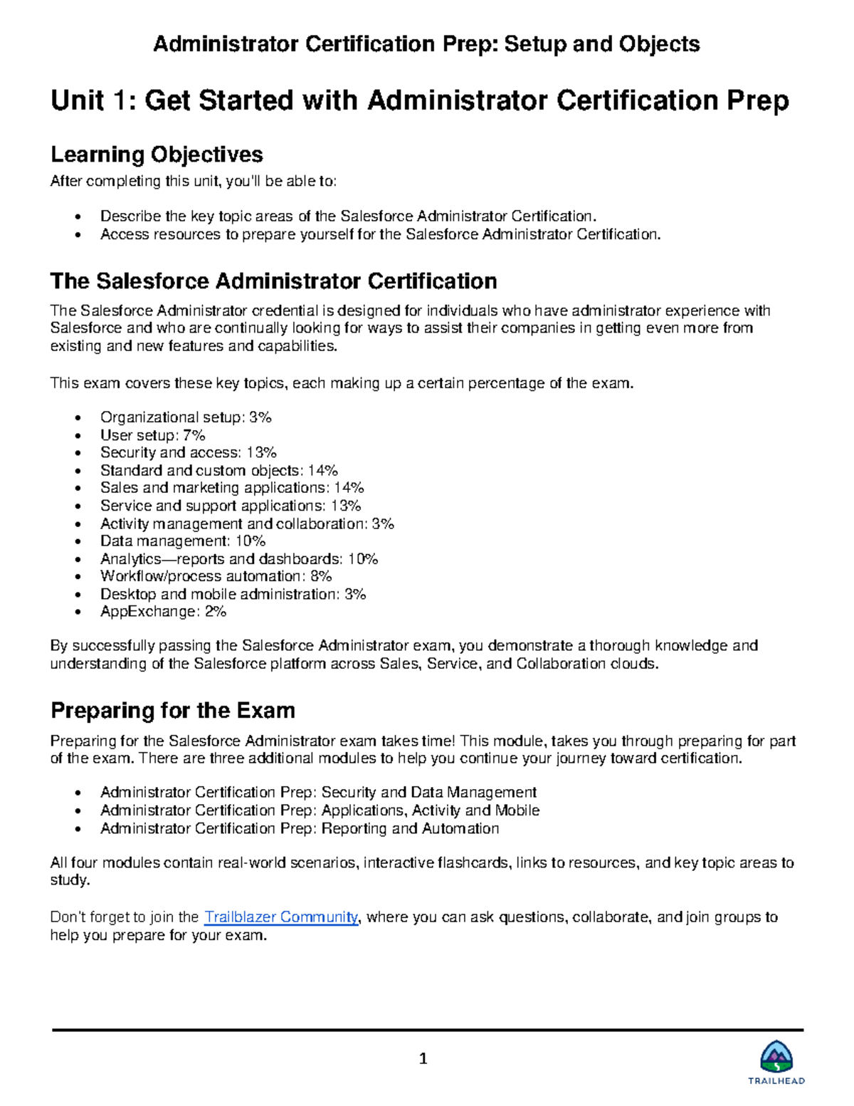 Admin Cert Prep Part 1 Printable - Unit 1: Get Started with ...