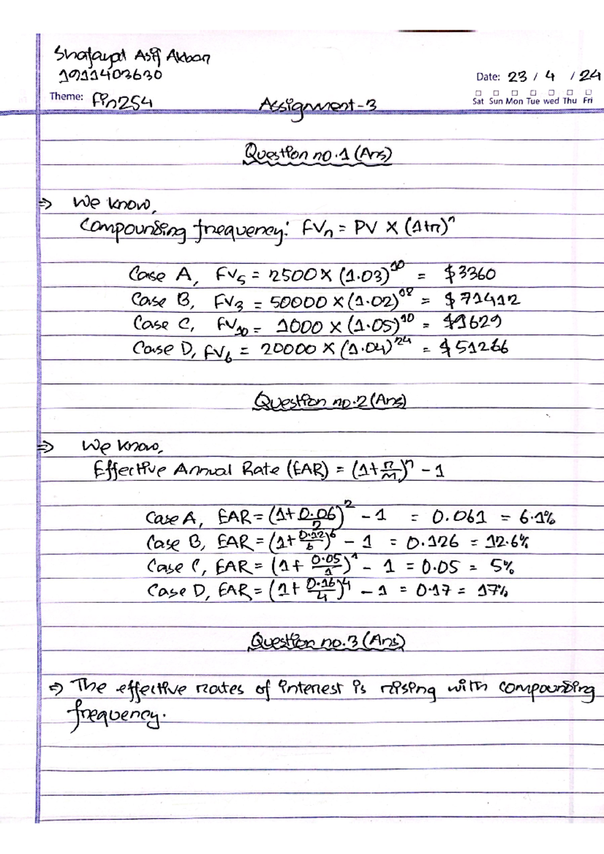 Assignments, Fin254 - managerial finance - Studocu