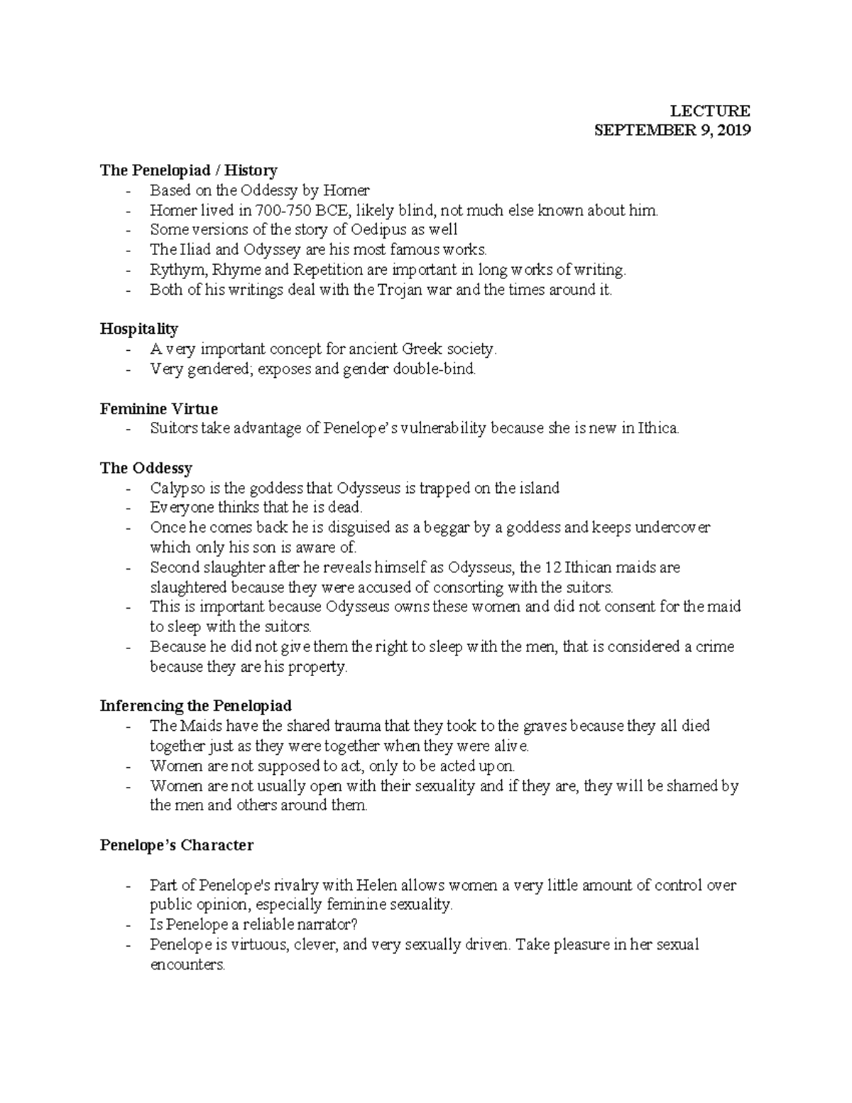 English 113W Notes - ENGL 113W Lectures - LECTURE SEPTEMBER 9, 2019 The ...