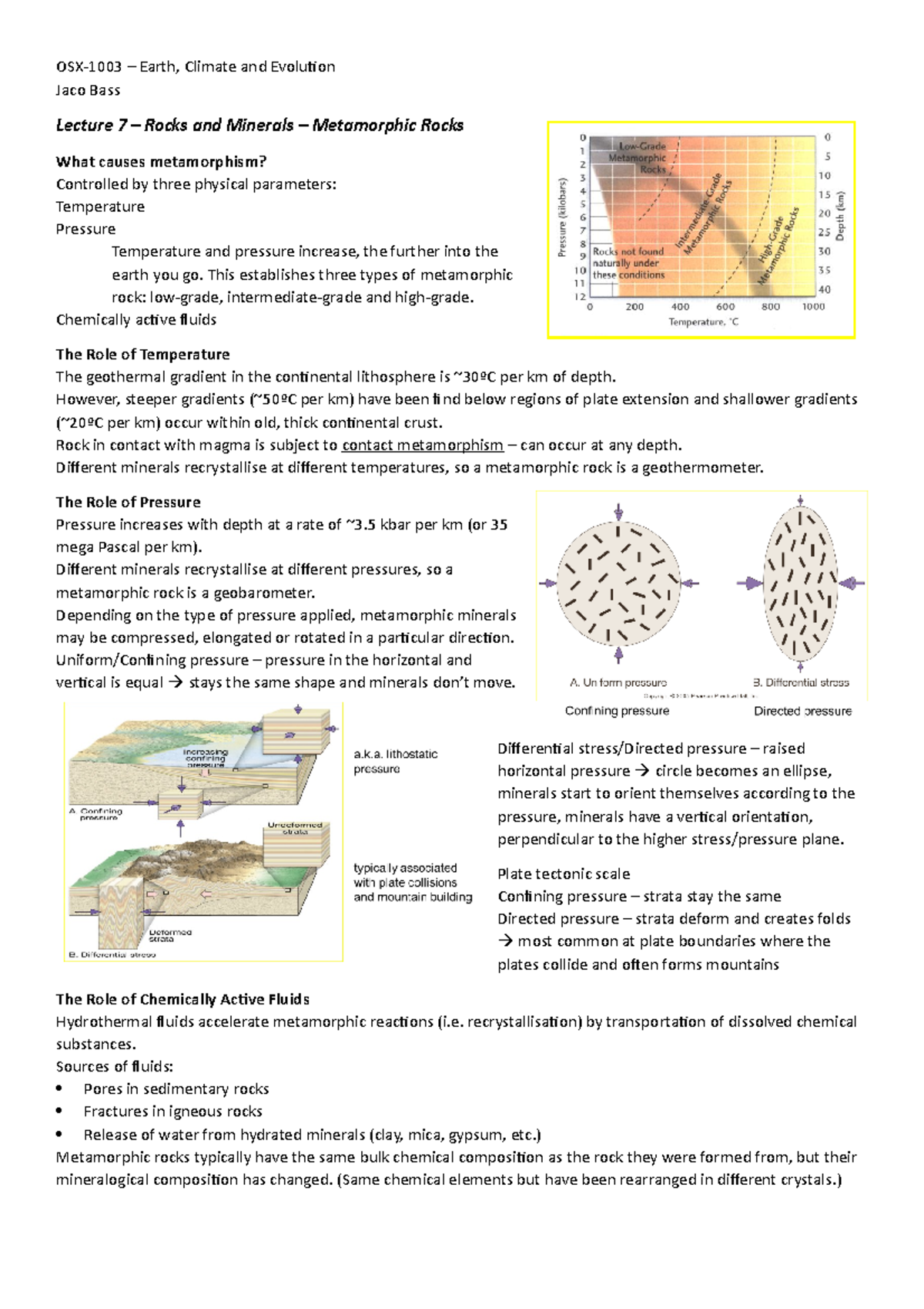 Lecture 7 - Metamorphic Rocks - OSX-1003 – Earth, Climate and Evoluion ...