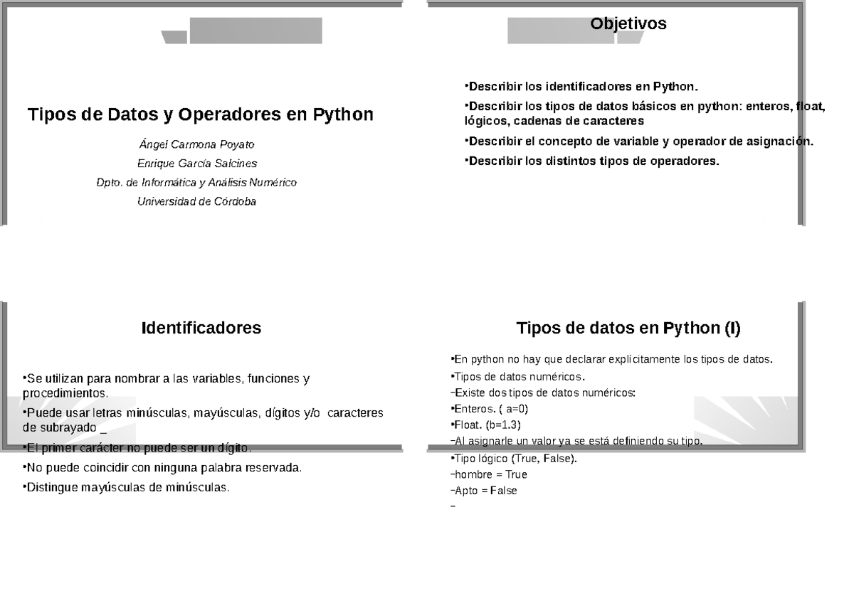 02 Tipos Datos Apuntes 1 Tipos De Datos Y Operadores En Python Ángel Carmona Poyato Enrique