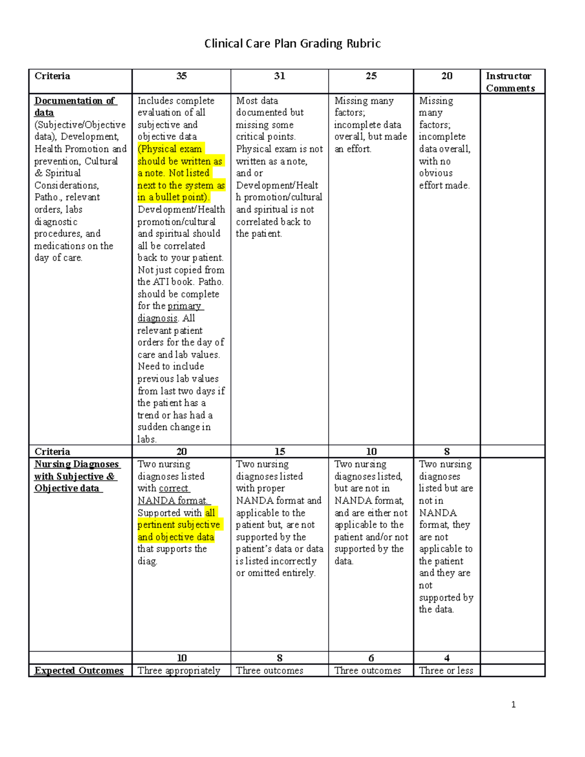 Care plan rubric - nannnnnnnnnnnnnnnnnnnnnnnnnnnnnnnnnnnnnnnnnnnn ...