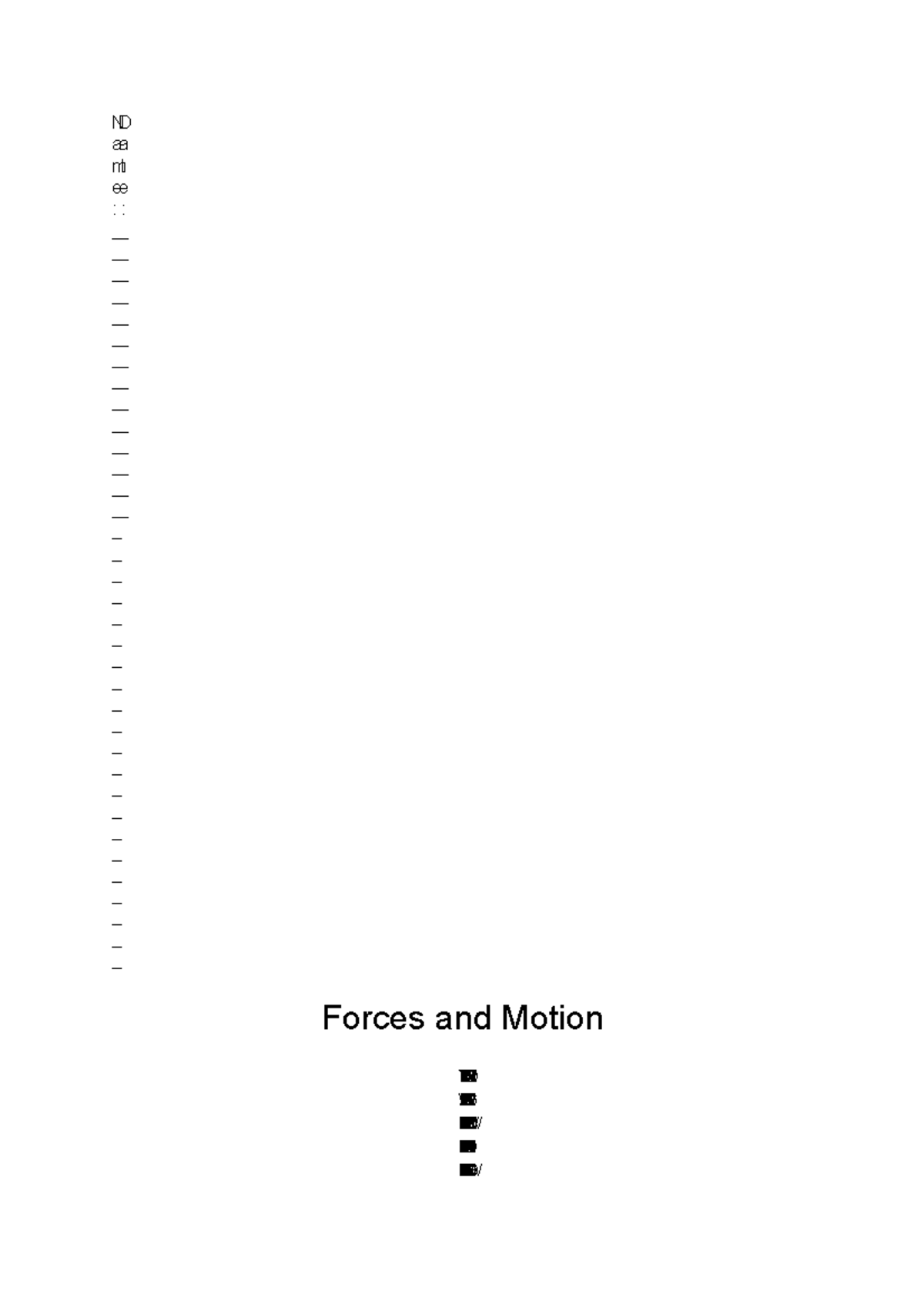 Forces and Motion c1339 6163e635 - N a m e