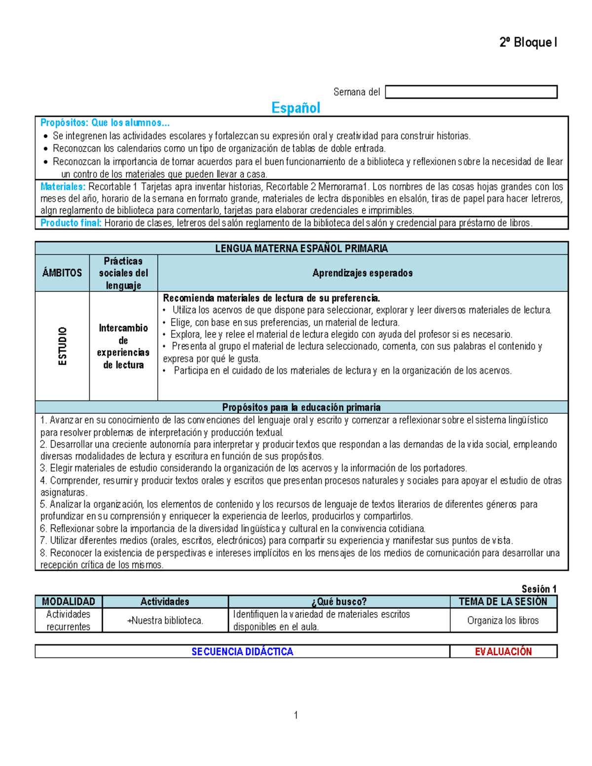 PLAN DE Trabajo Semana 3 Segundo Grado - Semana del EspaÒol Propósitos ...
