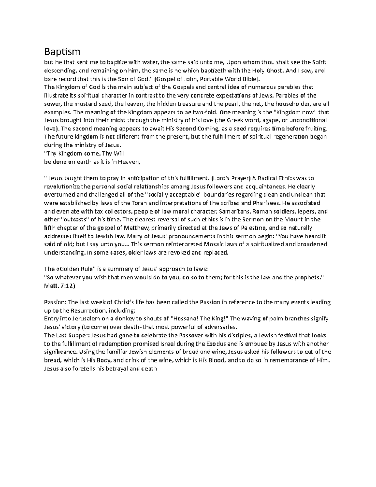 Christianity Notes - Baptism but he that sent me to baptize with water ...