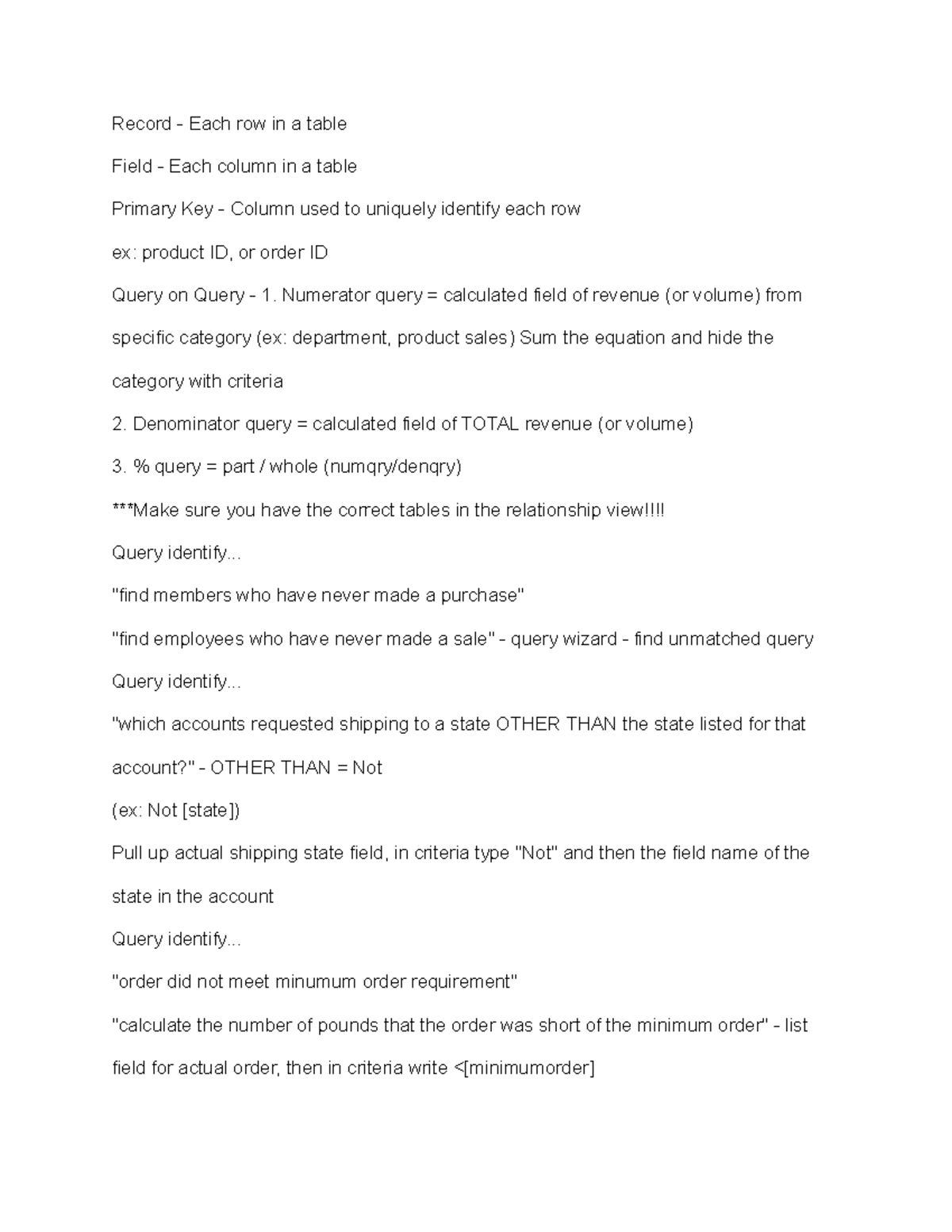 K201 Lab Terms - MANY programming shortcuts for excel and access and helpful hints and review ...