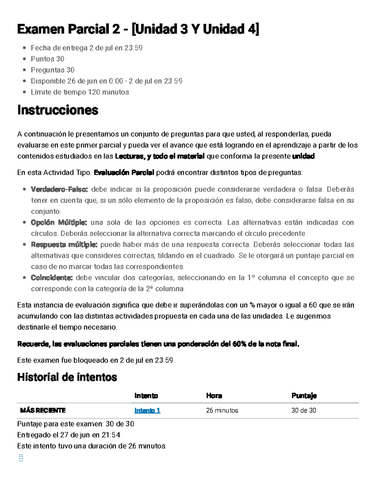 Exámen parcial 2 unidad 3 y 4 - Examen Parcial 2 - [Unidad 3 Y Unidad 4 ...