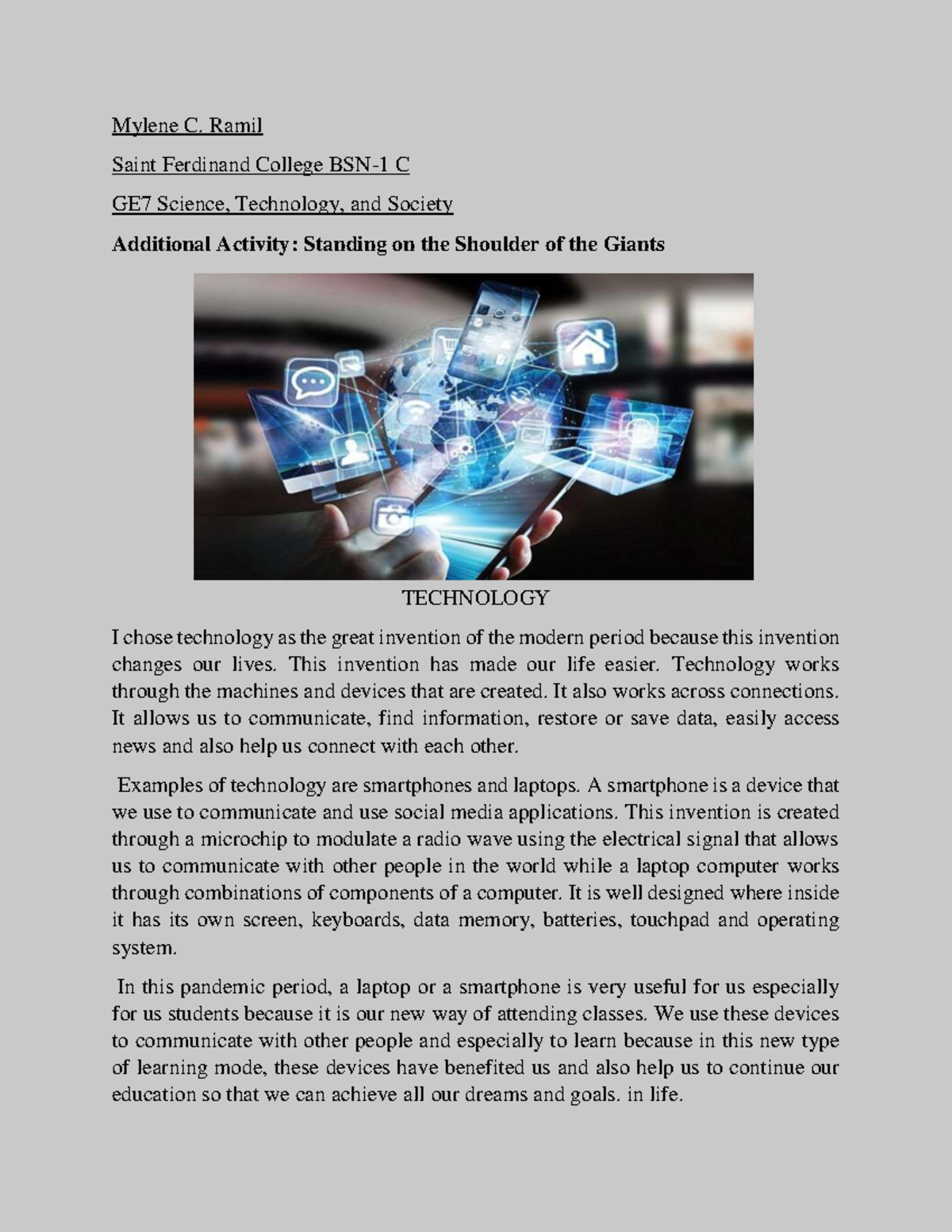 GE7 STS Additional ACT - This document is an assignment in the course ...