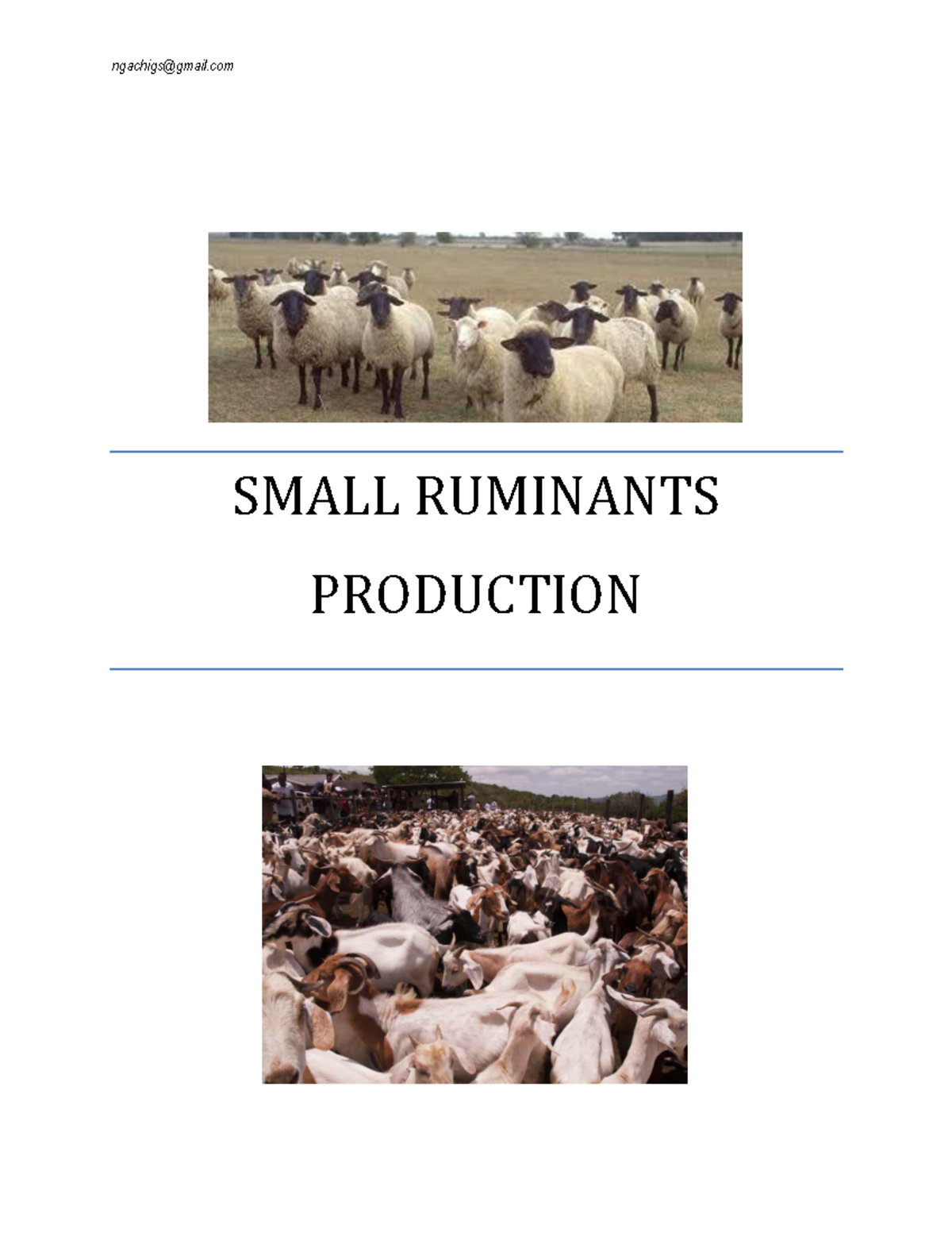 Module on Sheep AND GOAT Production for 2021 semester 1 - SMALL ...