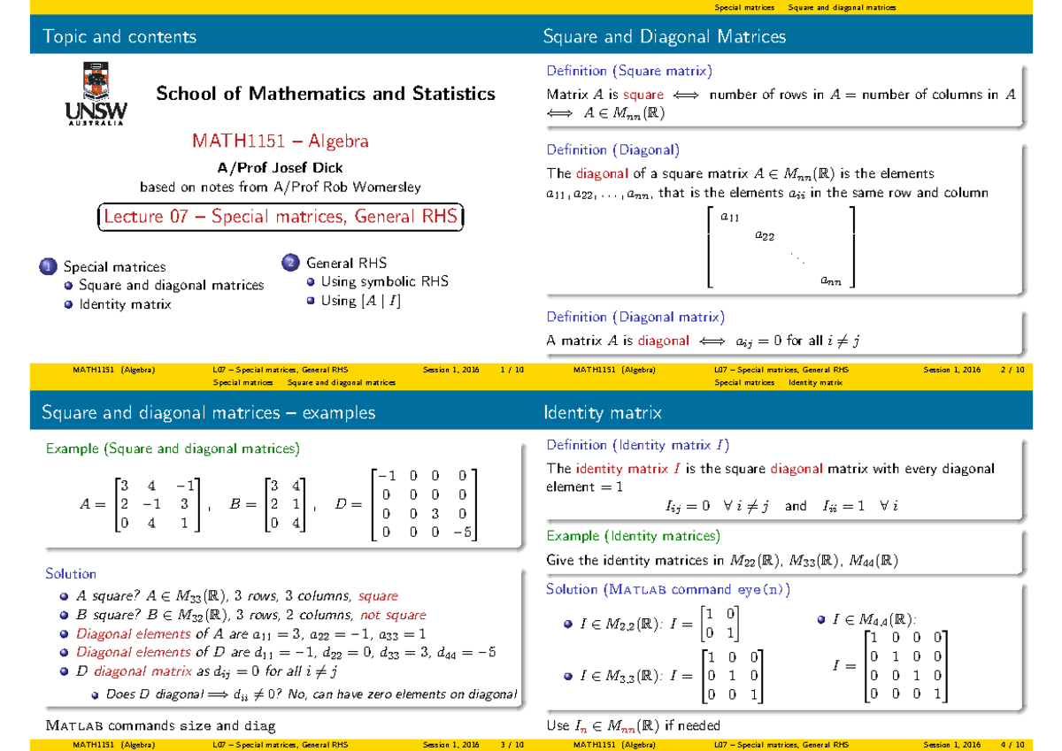 Lect07p4 - Lecture notes 7 - Topic and contents School of Mathematics ...
