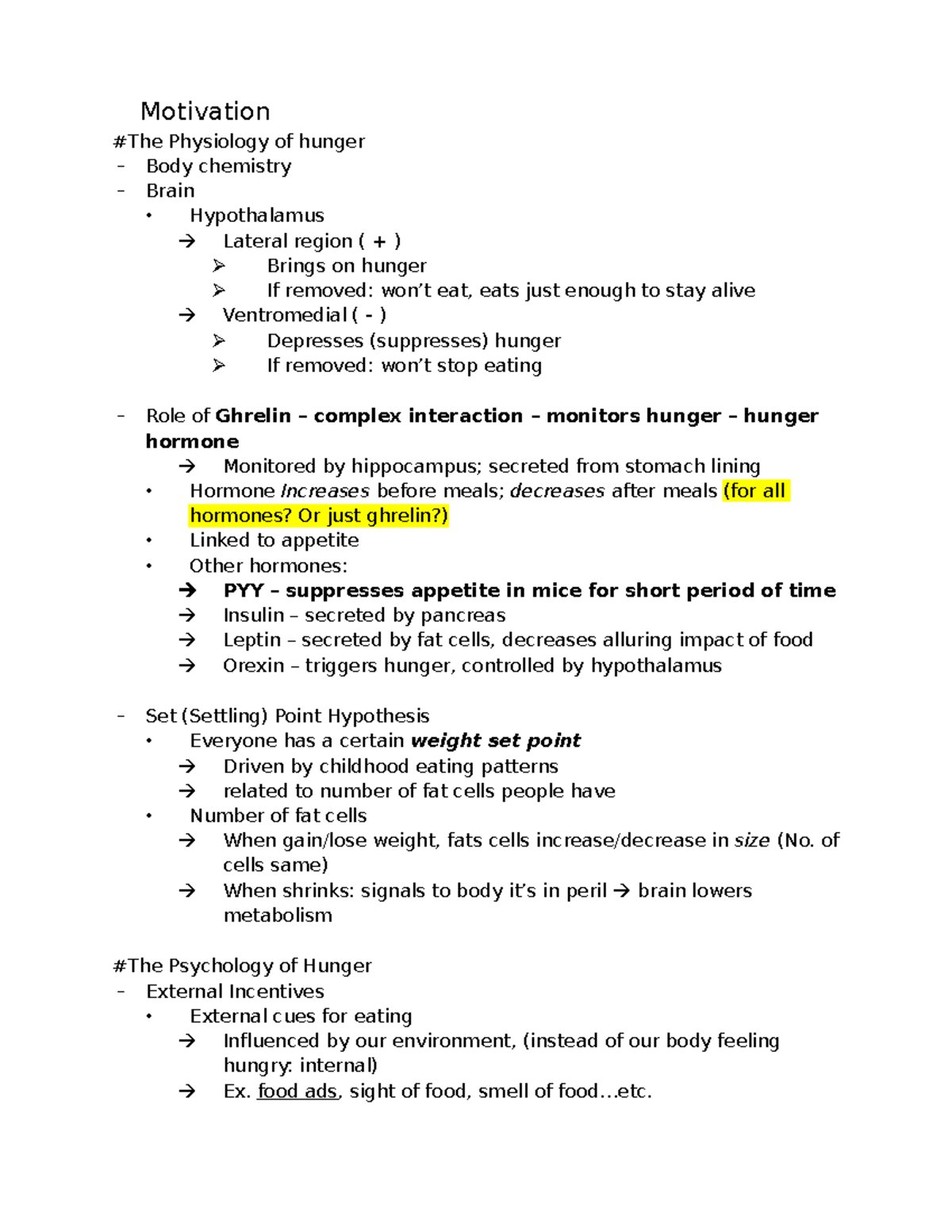 Motivation lecture - Motivation #The Physiology of hunger ﹣ Body ...