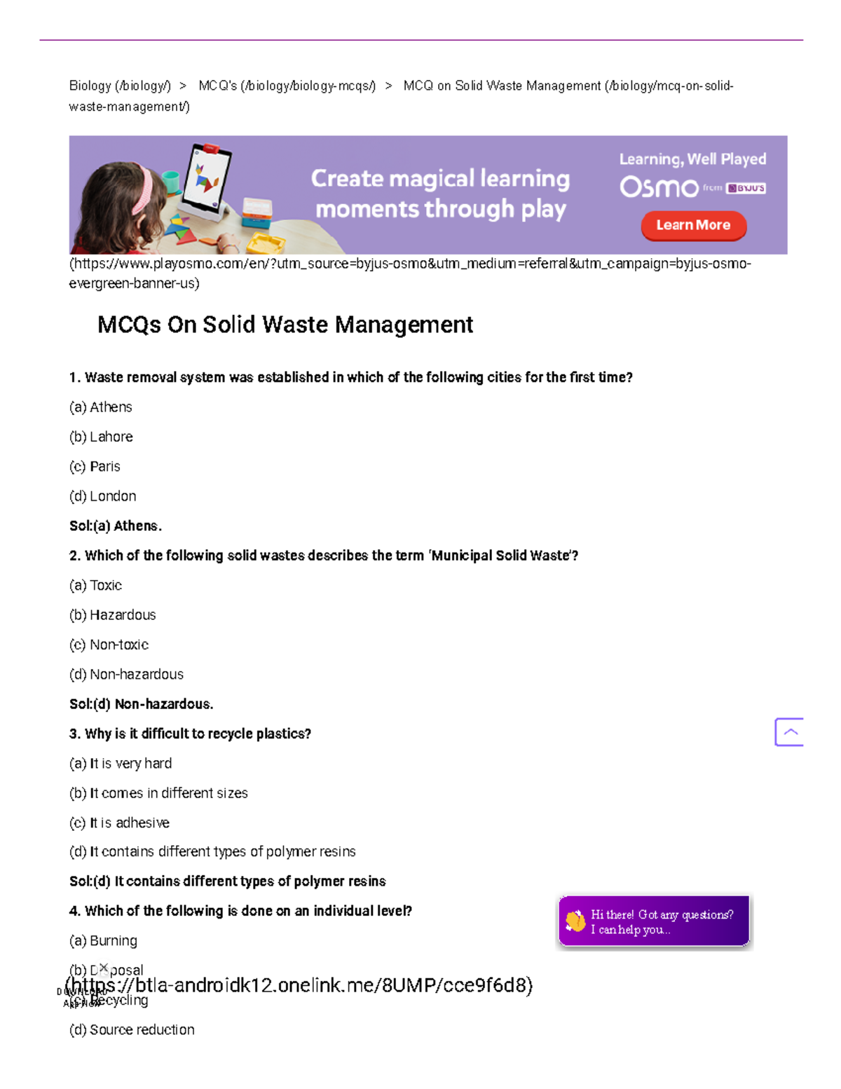Solved Important MCQs on Solid Waste Management and their Types ...