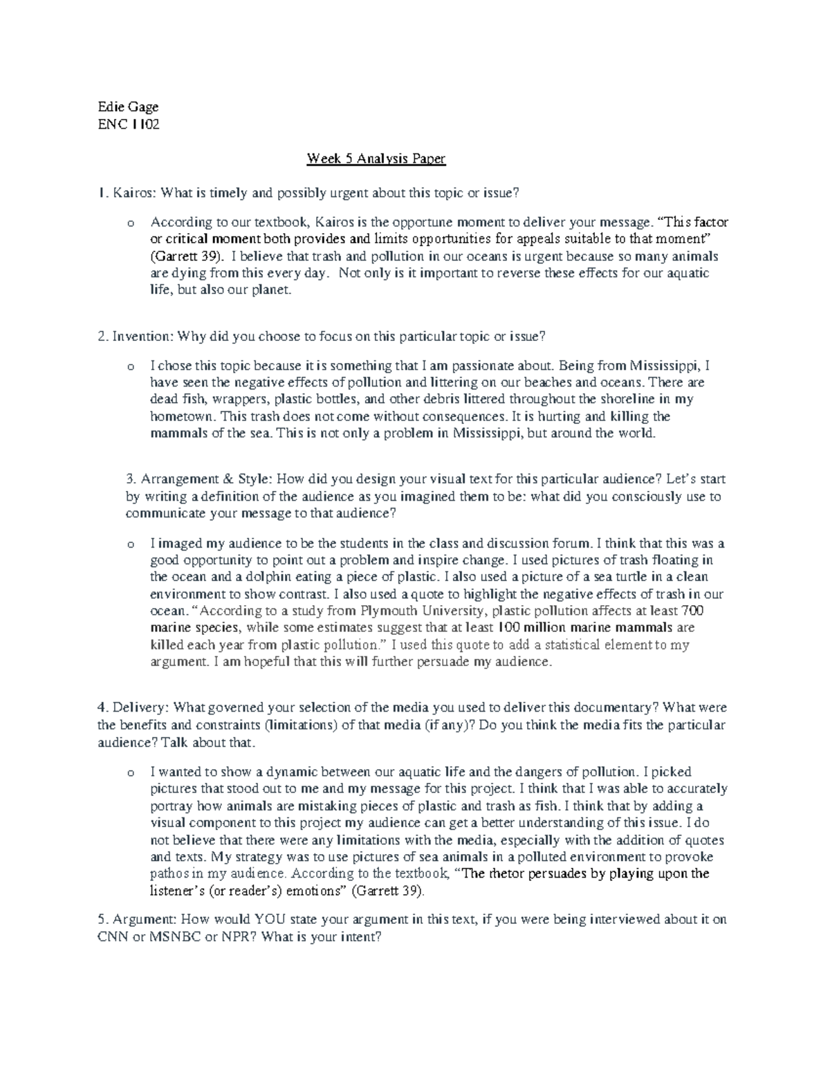 1102 Example graphic essay analysis paper - Edie Gage ENC 1102 Week 5 ...