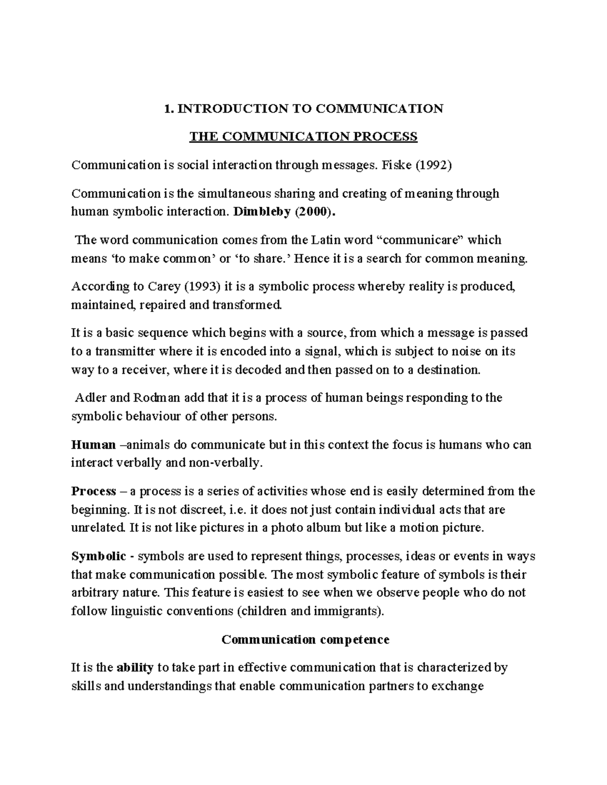 Communication Skills - 1. INTRODUCTION TO COMMUNICATION THE ...