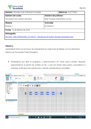 Actividad 3 Simulación de eventos discretos - UNIVERSIDAD TECMILENIO ...