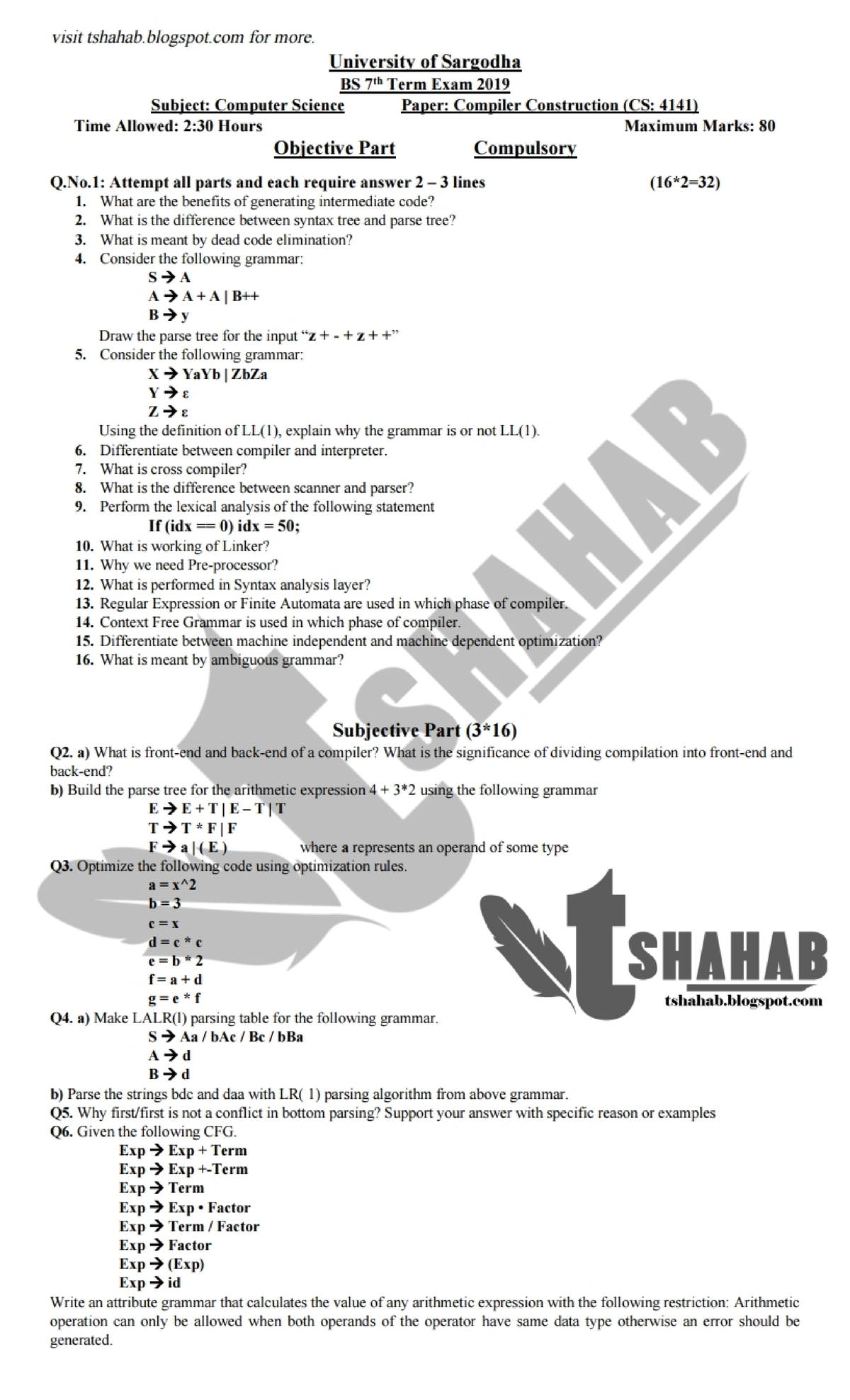 compiler construction - Studocu