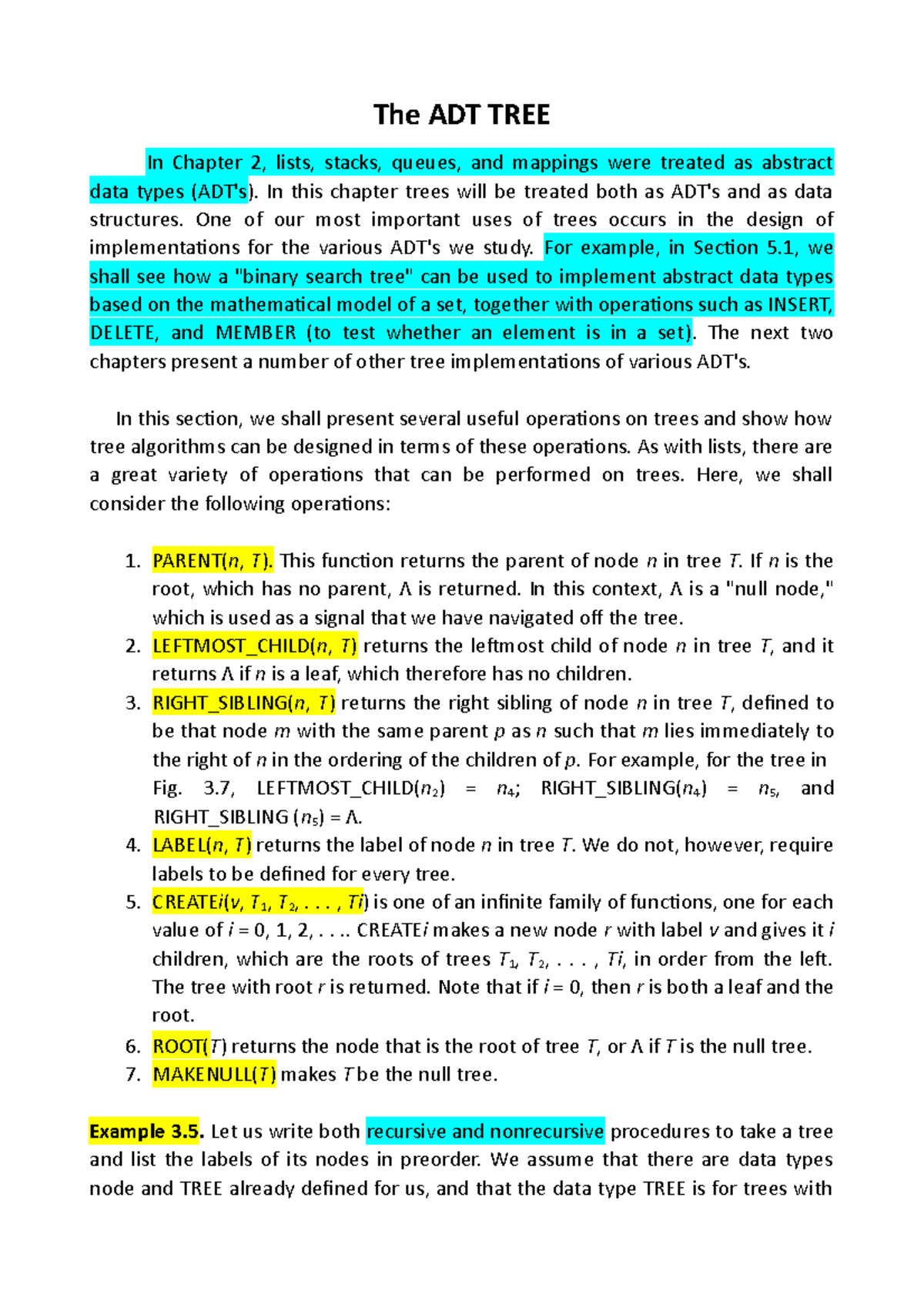 The ADT TREE and Implementations of Trees - Computer science - USM ...