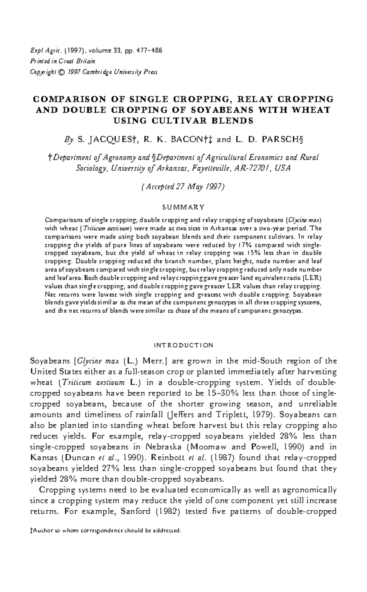 Relay cropping - Expl Agric. (1997), volume 33, pp. 477± Printed in ...