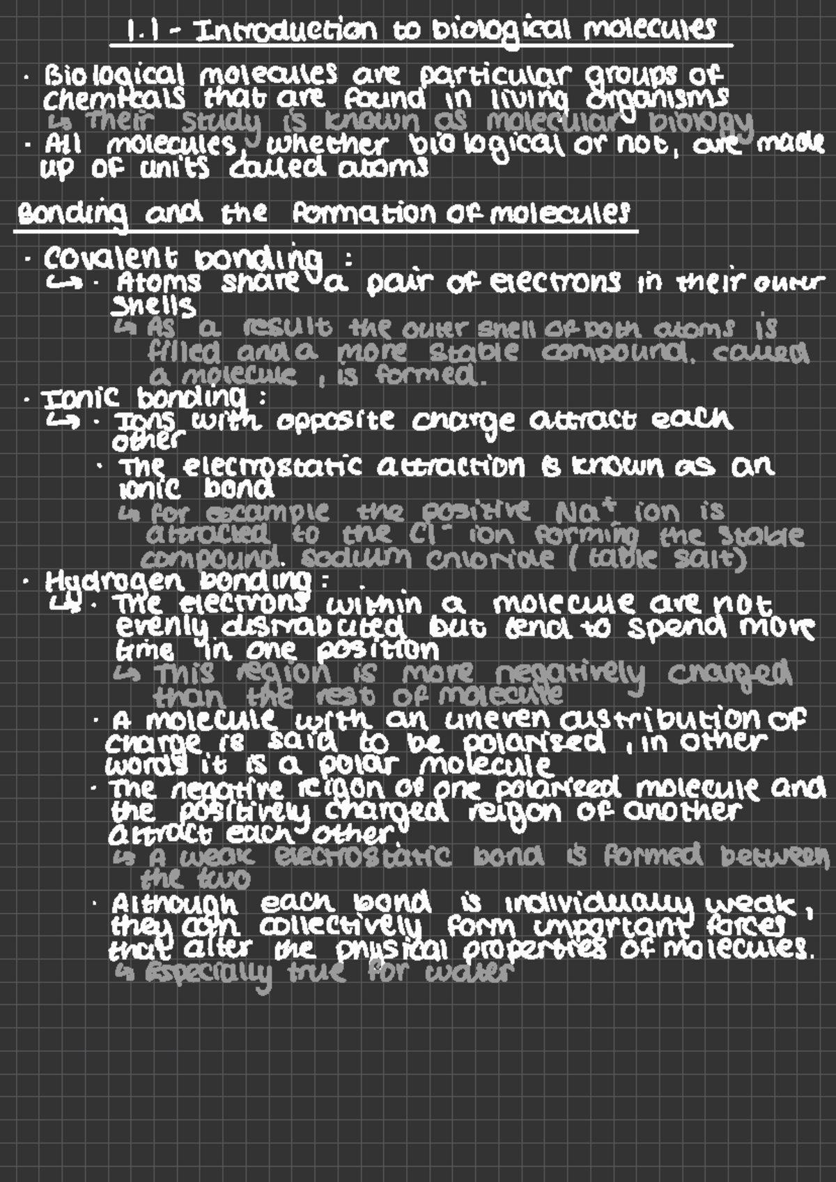 Introduction To Biological Molecules - 1 .I - Introduction to ...