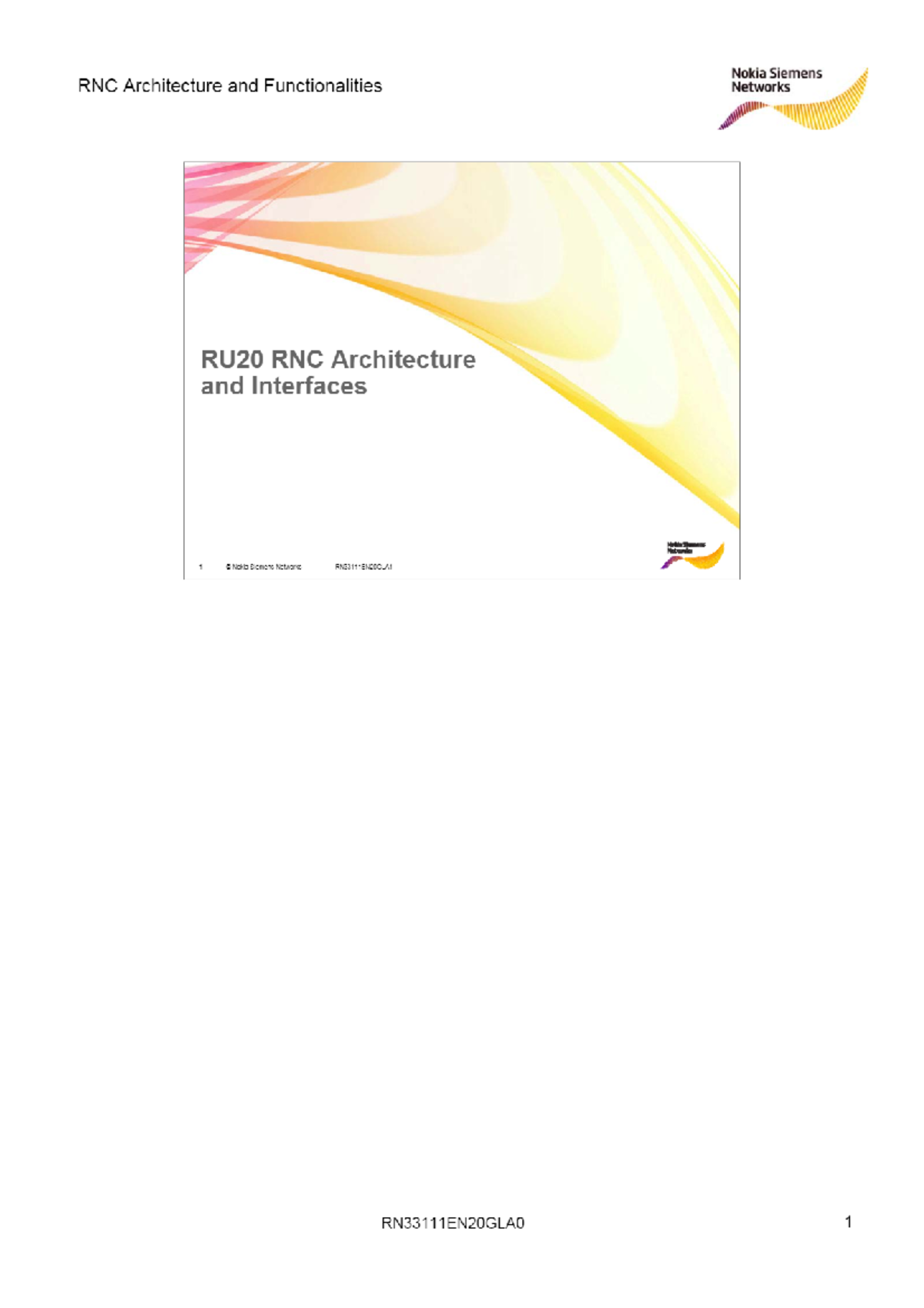 Nokia RU20 RNC Architecture and Interfaces Manualzz - Strategic ...