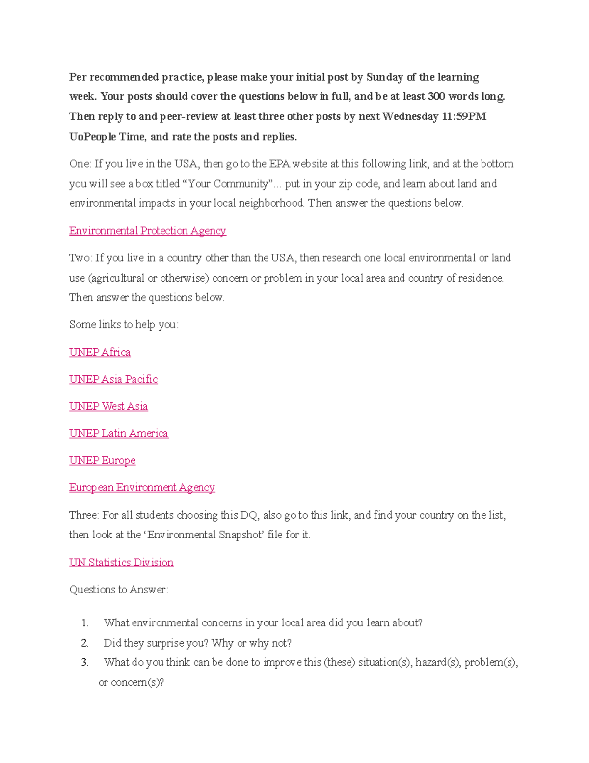 Discussion Forum Unit 1 - Per recommended practice, please make your ...