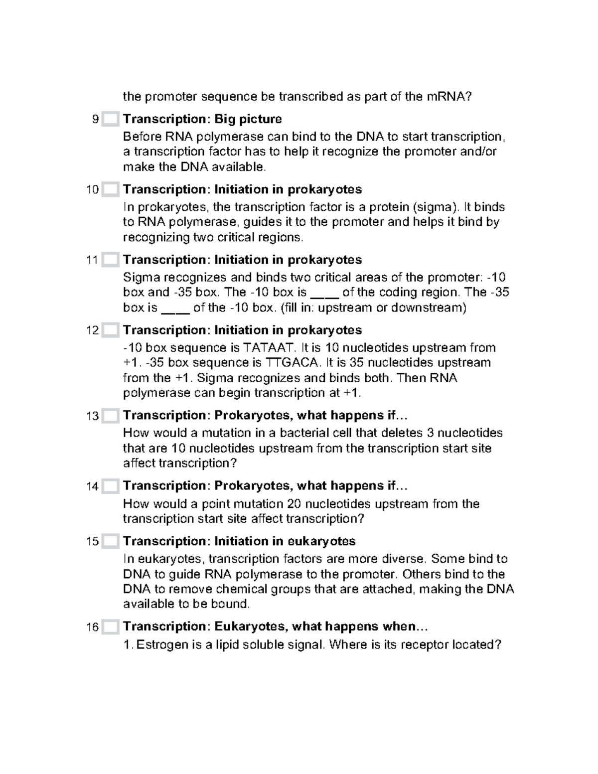 17``2 - Molecular mechanism of transcription notes - begins. Since RNA ...