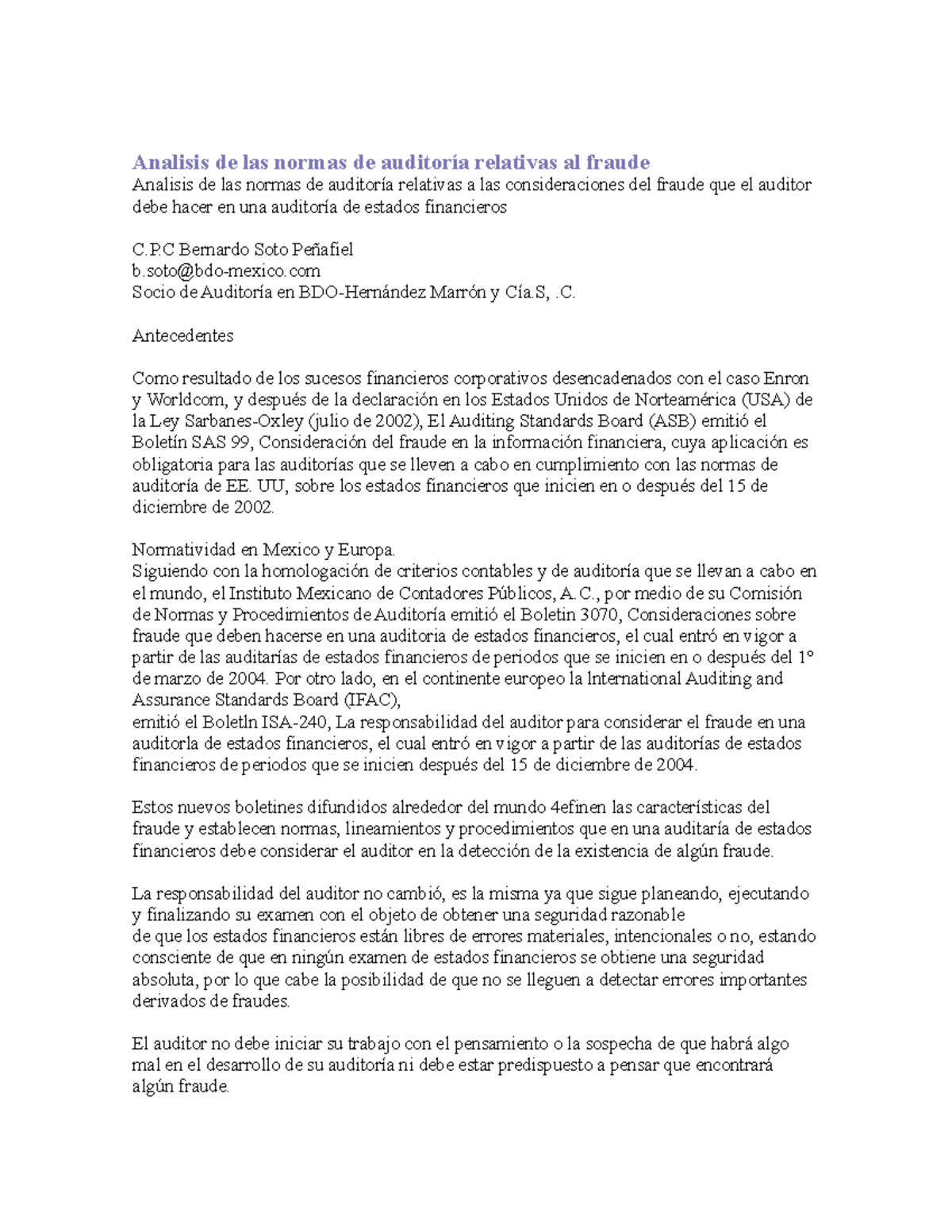 NIA 240 - breve descripcion de la nia 240 - Analisis de las normas de ...