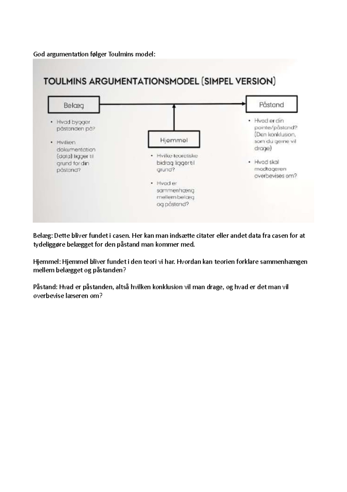 God argumentation i forbindelse med en OB opgave - God argumentation følger Toulmins model ...