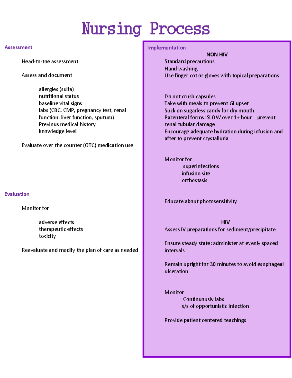 Nursing process - Nursing Process Implementation NON HIV Standard ...