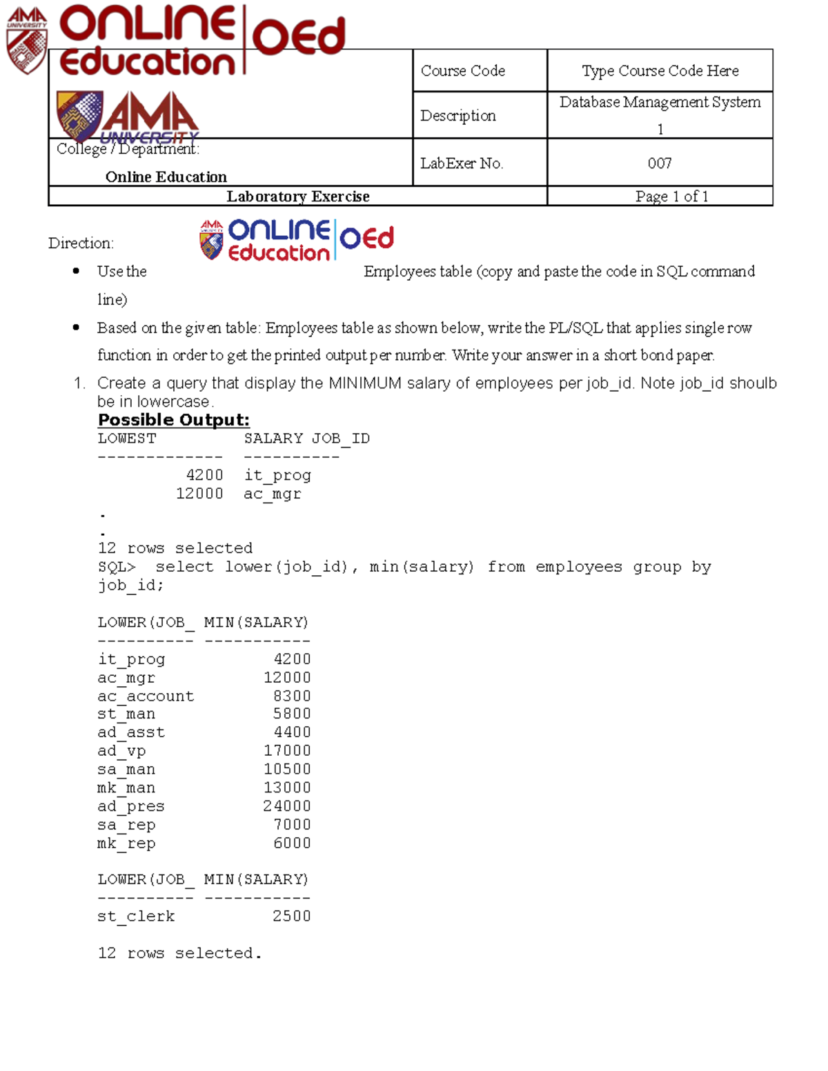 Acuña,Lance IT6202 LAB 007 - Course Code Type Course Code Here Description Database Management ...