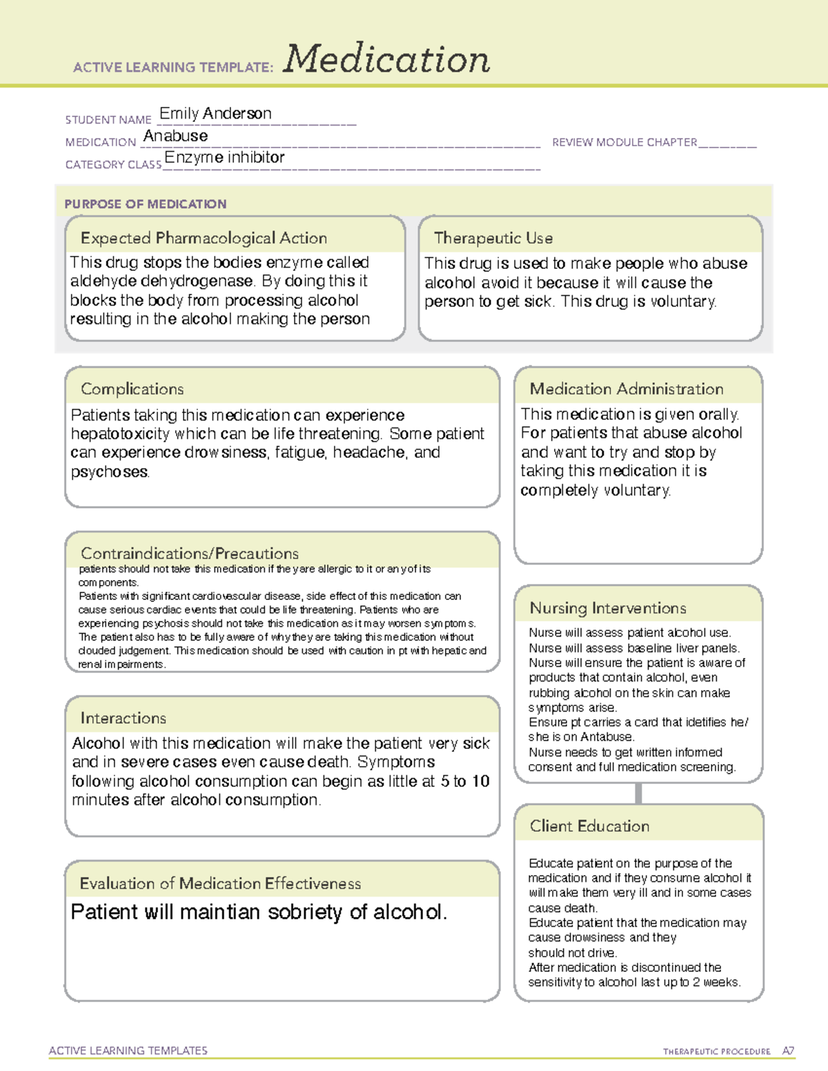 Anabuse - ati med sheet - ACTIVE LEARNING TEMPLATES THERAPEUTIC ...