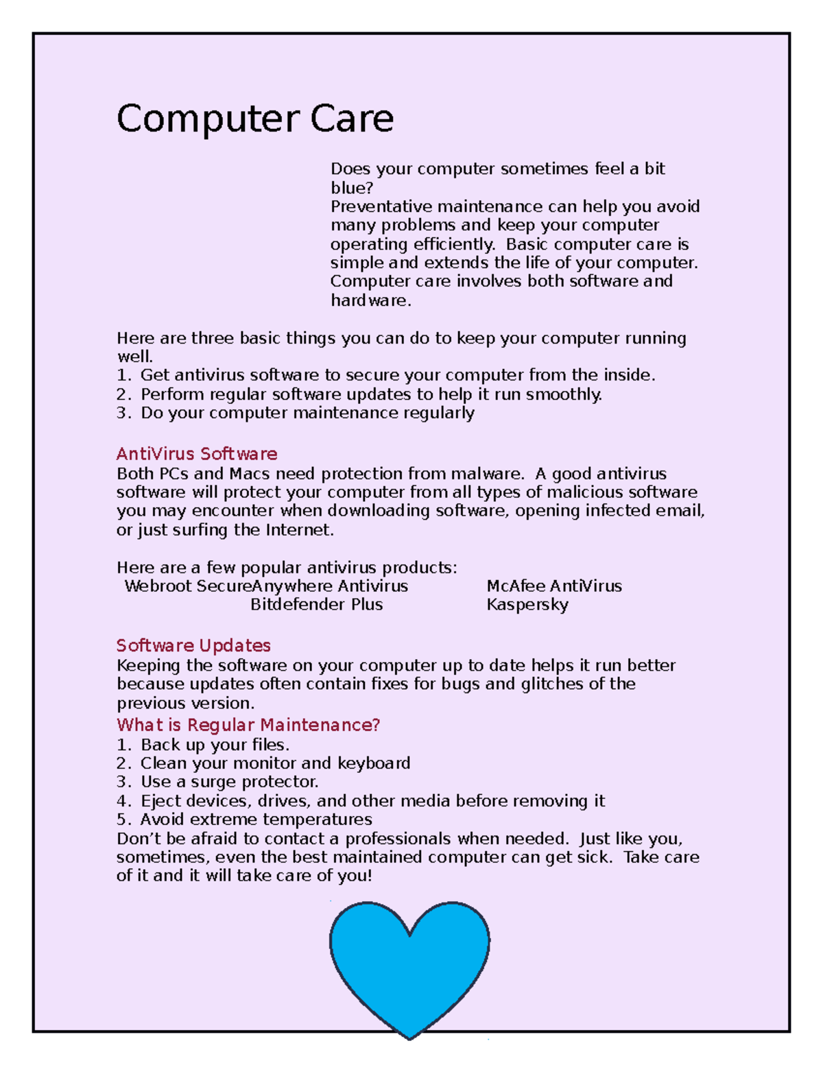 Computer Care - Computer Care Does your computer sometimes feel a bit ...