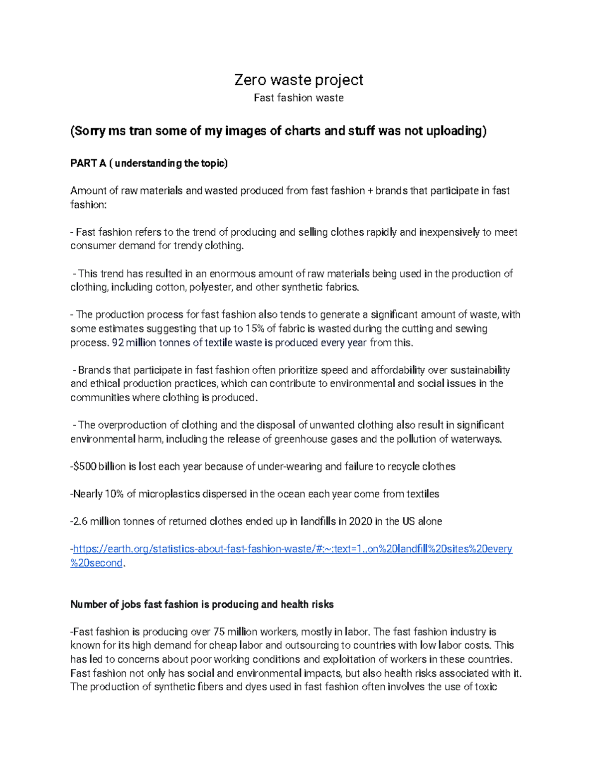 Zero waste project - idk - Zero waste project Fast fashion waste (Sorry ...