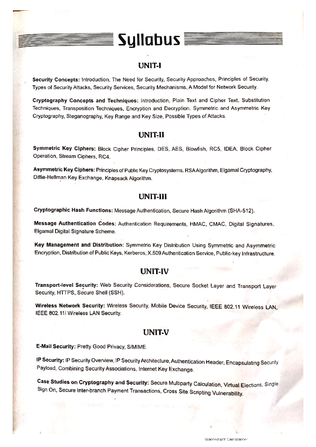 CNS all units - Cryptography & Network Security - Studocu