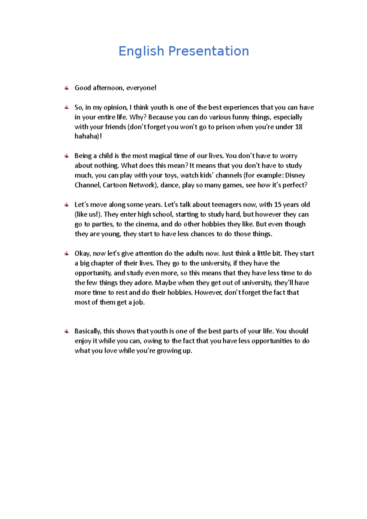 English Presentation - apresentação do 10º ano - English Presentation ...