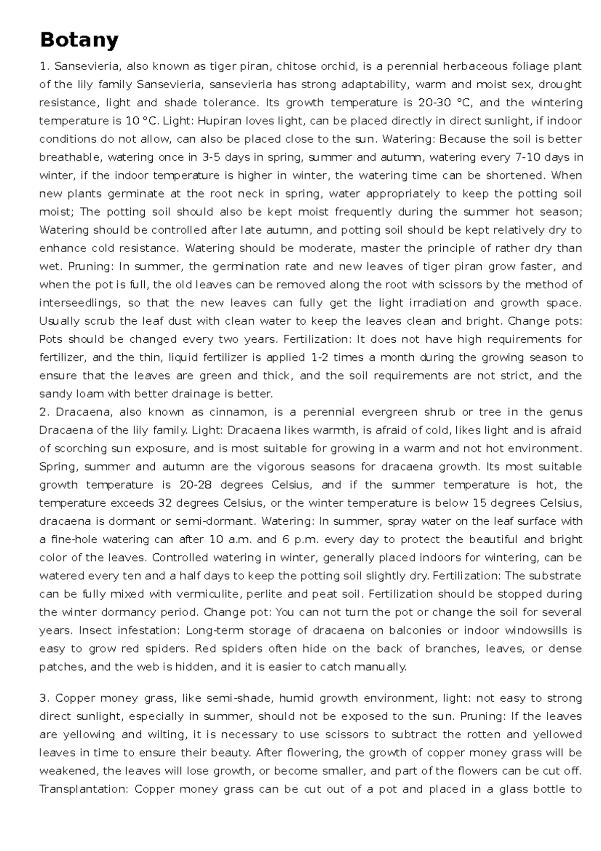 Botany WEEK 3 Notes - Botany Sansevieria, also known as tiger piran ...