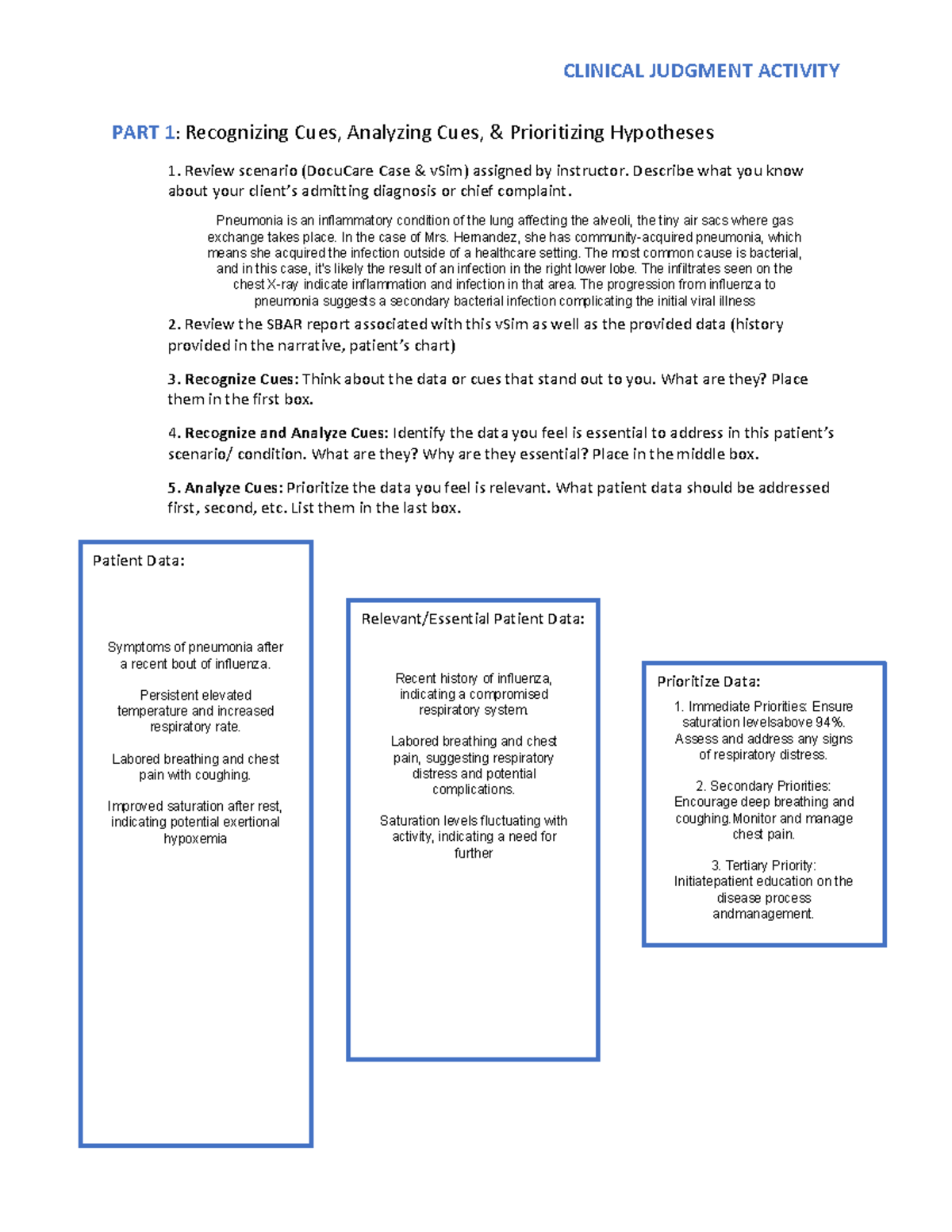 Pre-Sim Clinical Judgment Worksheet Finalized-1 - CLINICAL JUDGMENT ...