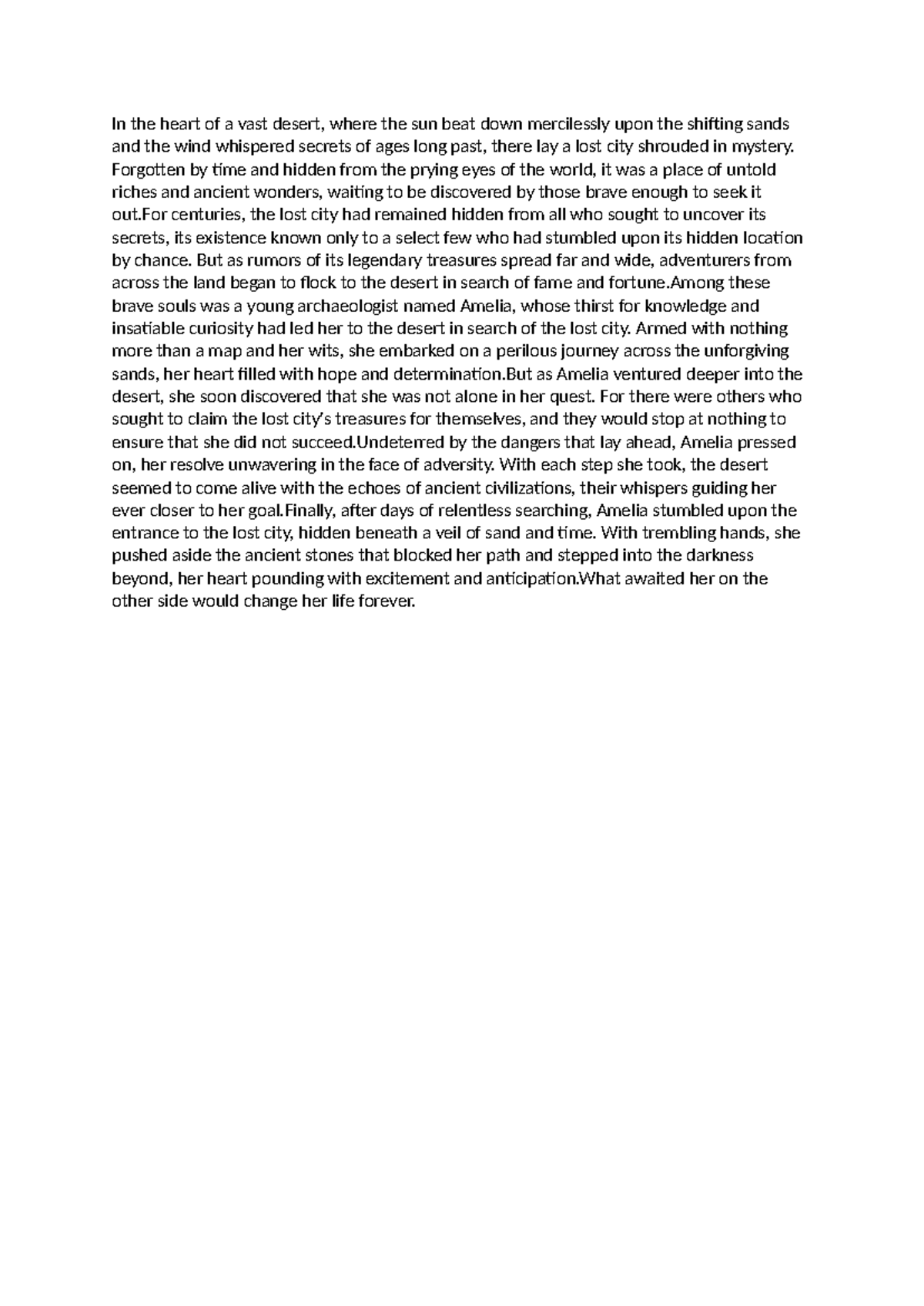 Story 5- The Lost City - random - In the heart of a vast desert, where ...