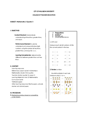 Detailed lesson plan - CITY OF MALABON UNIVERSITY COLLEGE OF TEACHER ...