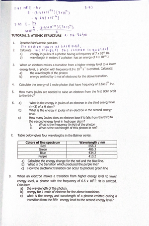 Nota Atomic Structure - Summary and notes - Bohr’s Atomic Postulates ...