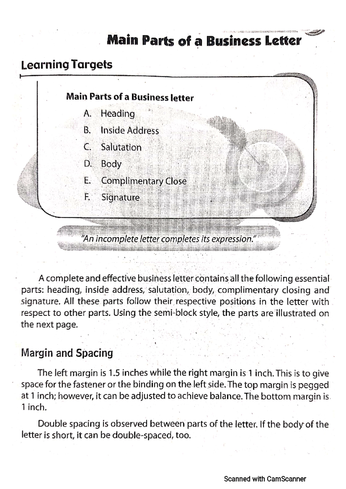 Parts of Business Letter - Team Sports and Rhythmic Activities - Studocu