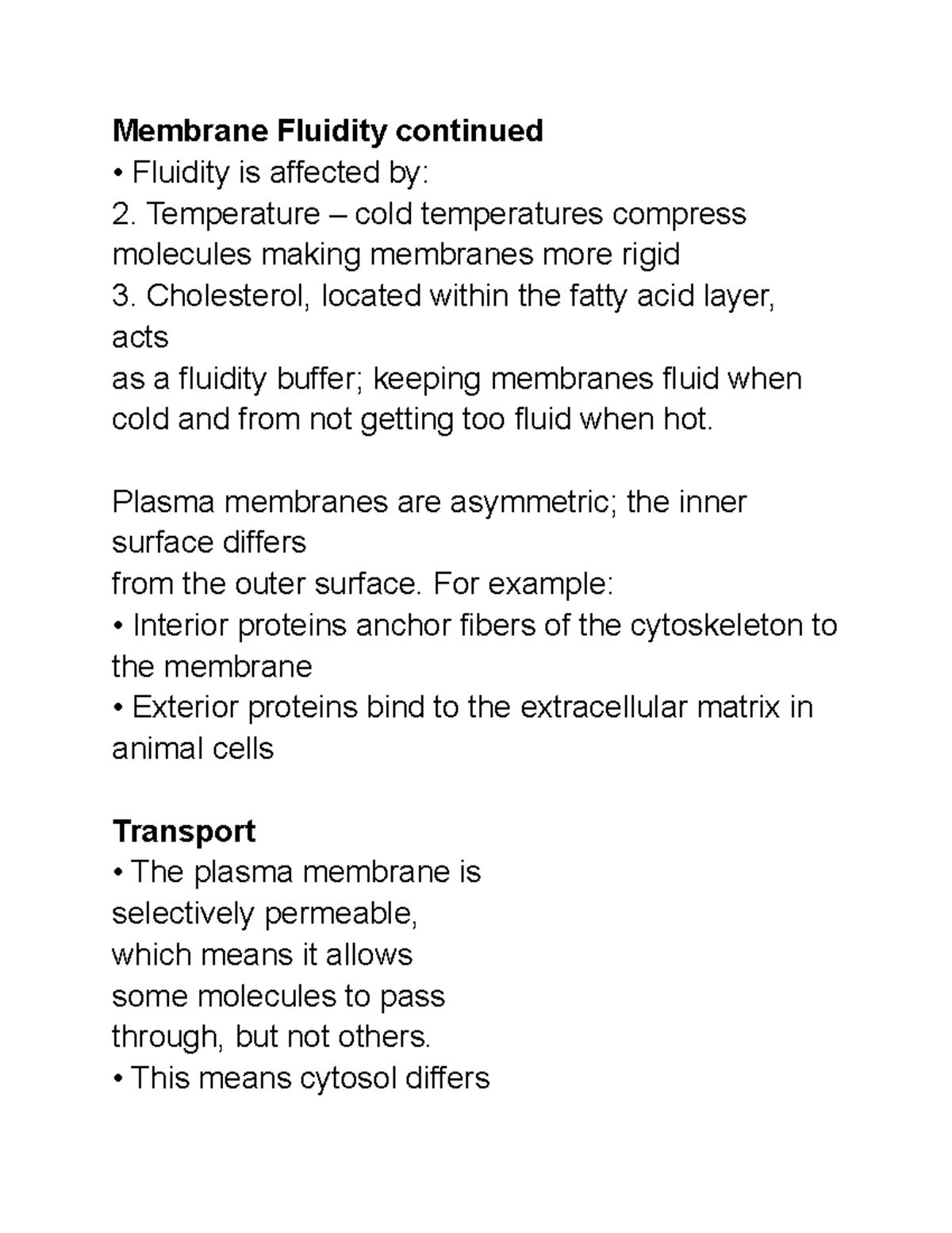 BIOL 1345 Module 6 Structure and Function of Plasma Membranes ...