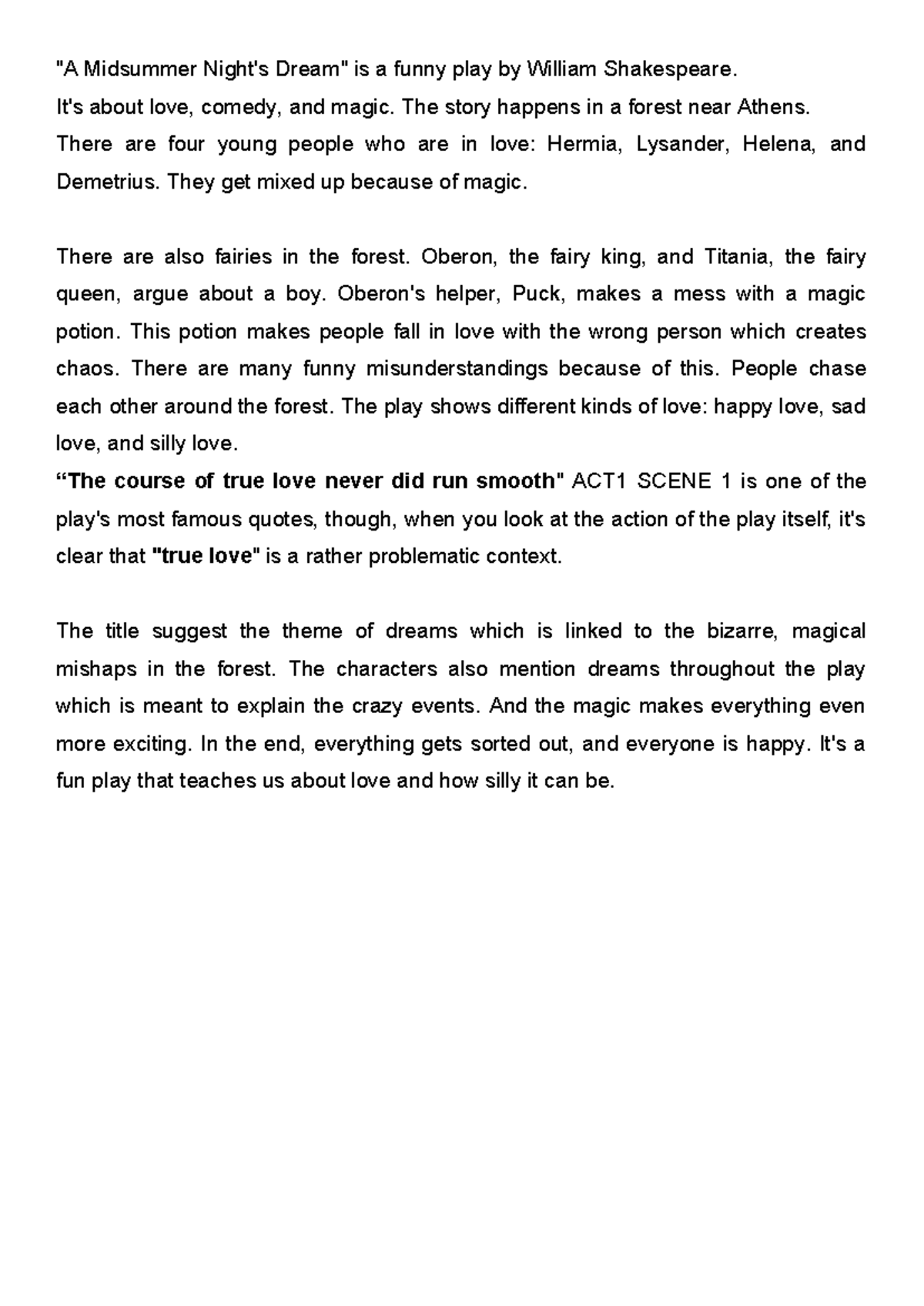 Saadia -A Midsummers night dream - "A Midsummer Night's Dream" is a ...