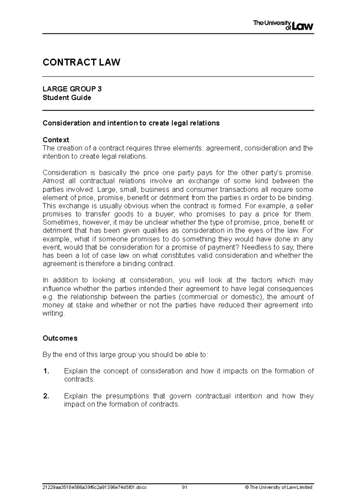 Week 3 student guide - CONTRACT LAW LARGE GROUP 3 Student Guide ...