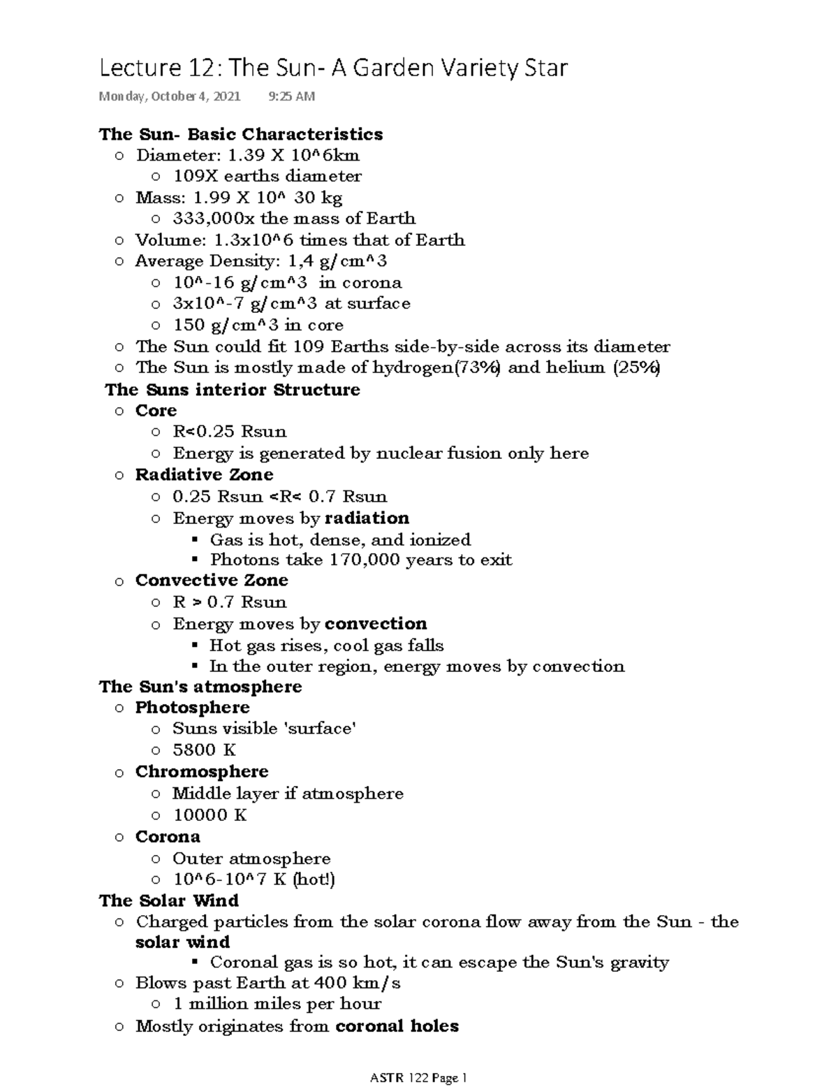 The Sun- A Garden Variety Star - The Sun- Basic Characteristics ...