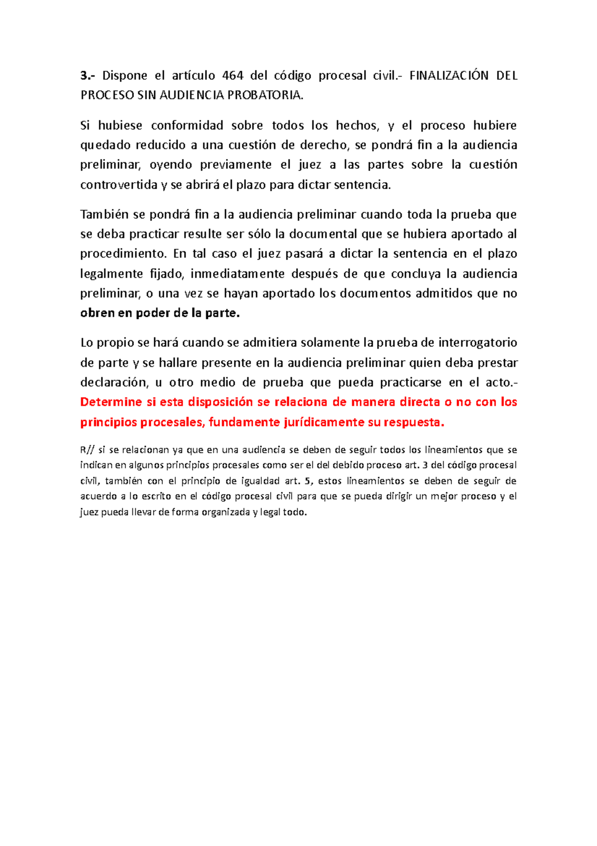 Caso 3 Diego - 5454545 - 3.- Dispone el artículo 464 del código ...